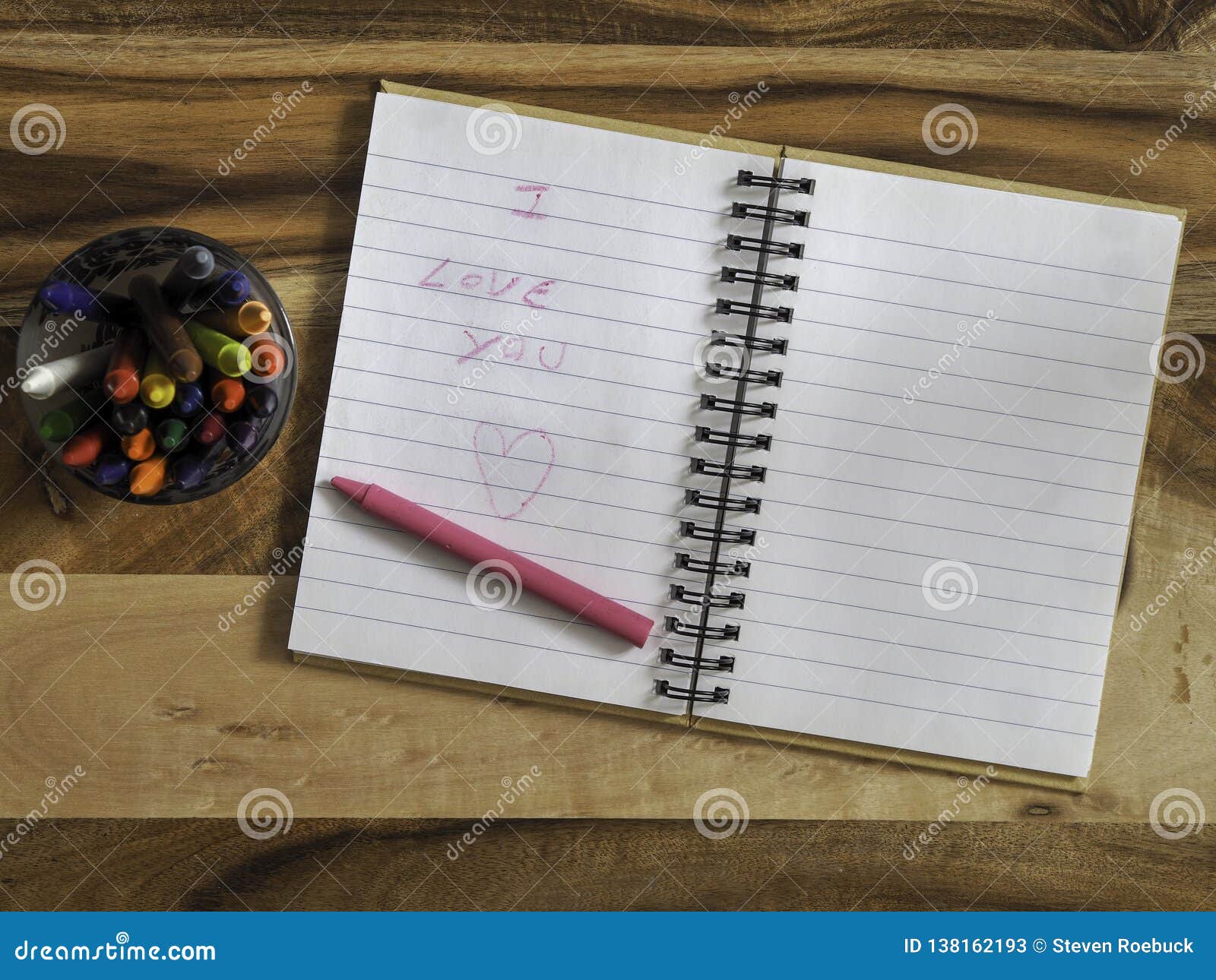 Love note in a notebook stock image. Image of desk, crayons - 138162193