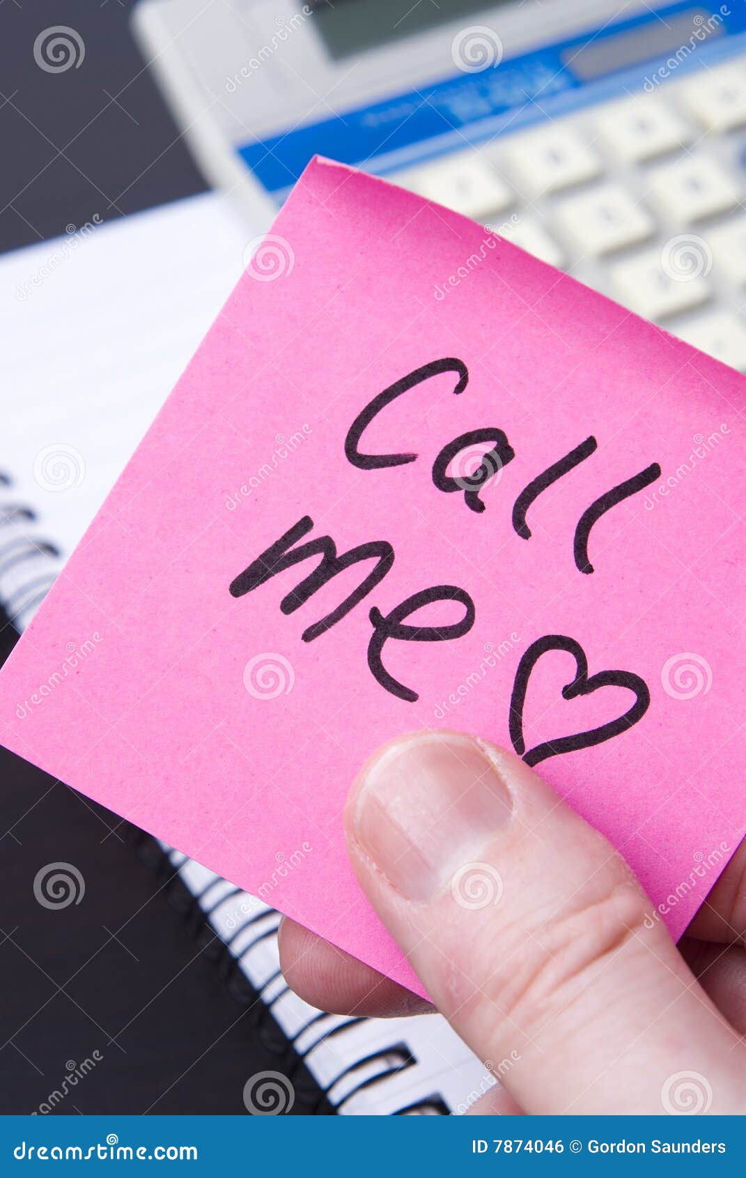 Love Note in Office Says CALL ME Stock Photo - Image of white, thumb ...