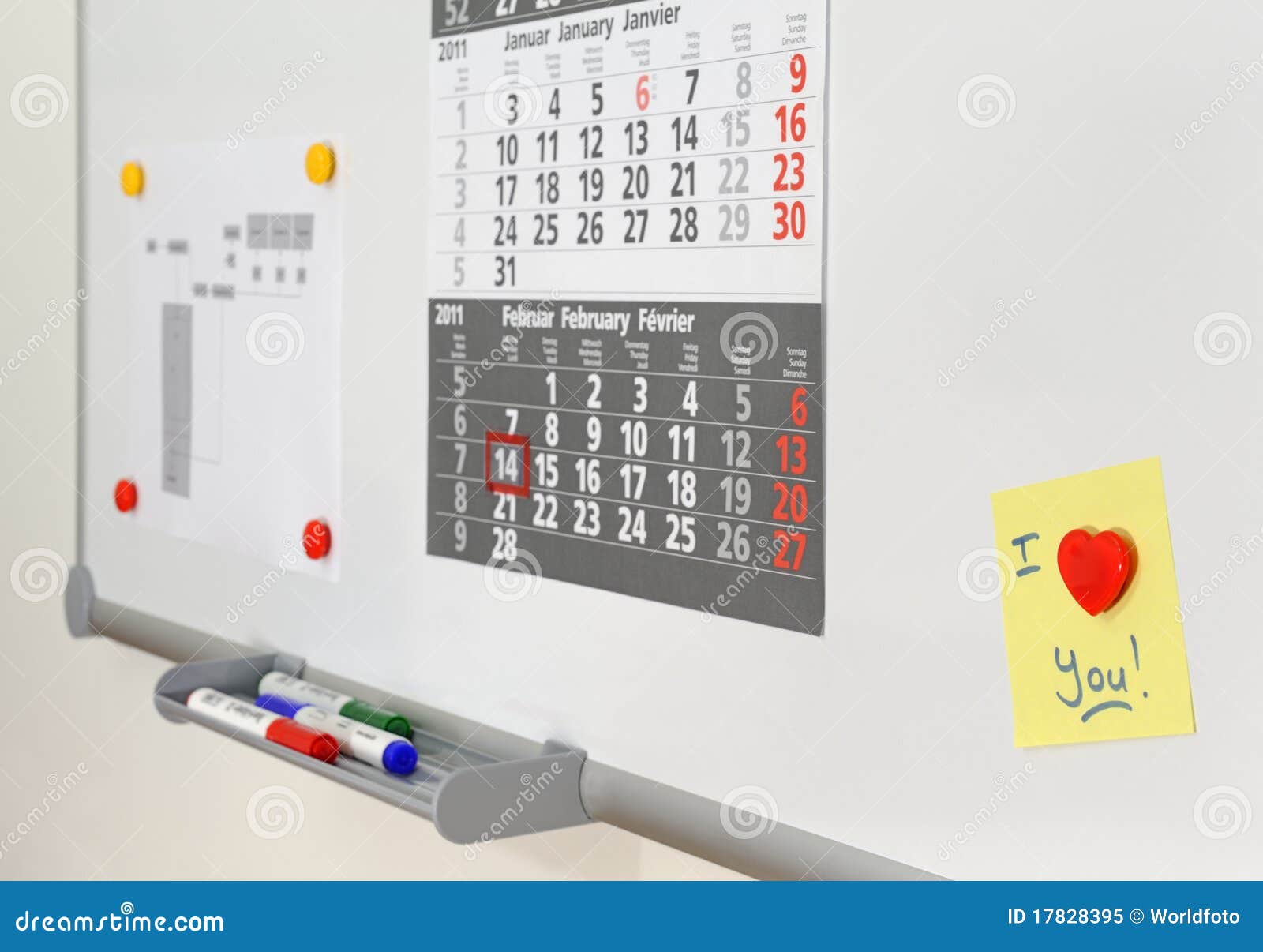 Love Note on Office Whiteboard Stock Image - Image of sticker, indoor ...