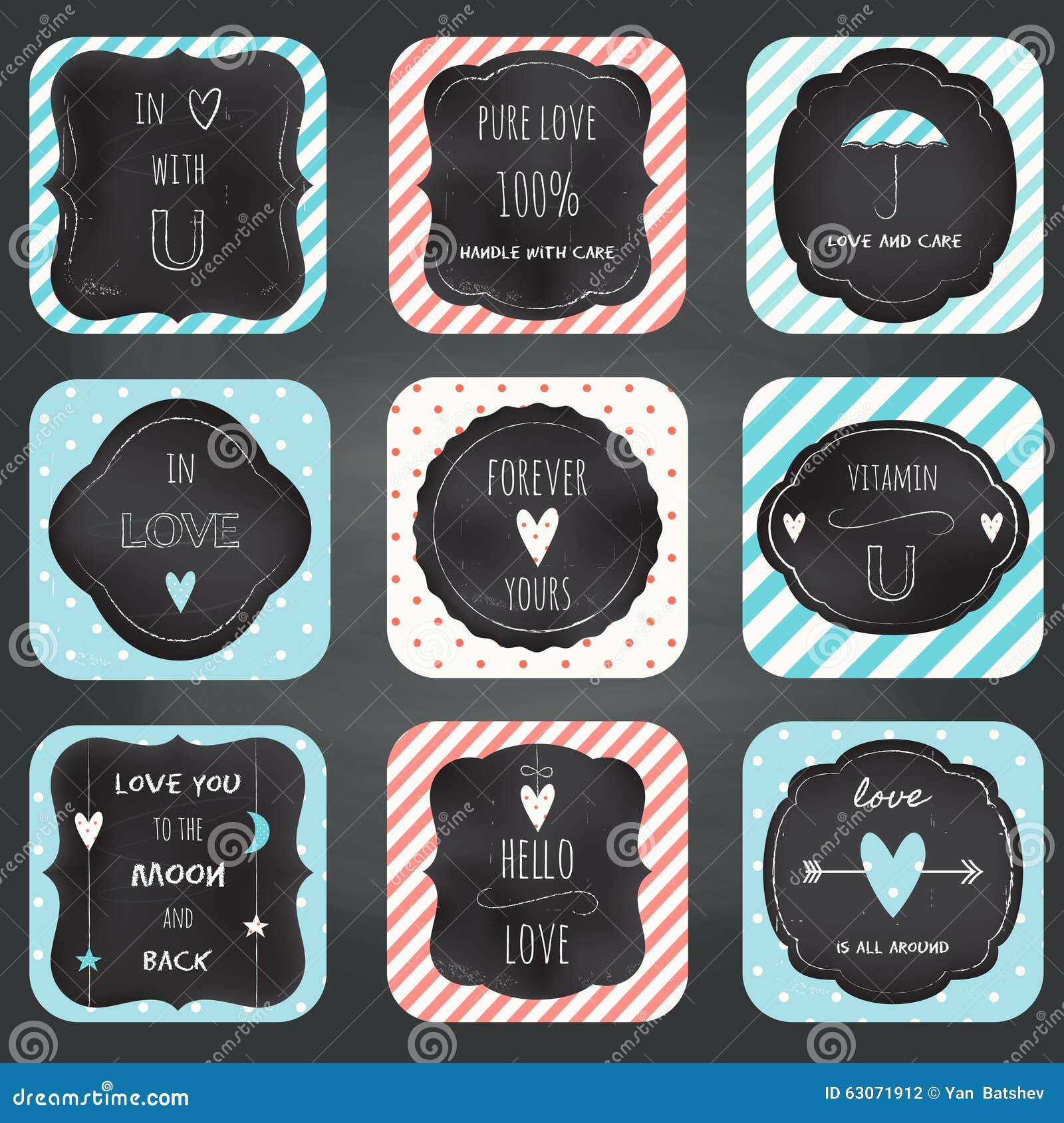 Love Notes Cards Chalkboard Typography Design Stock Vector ...