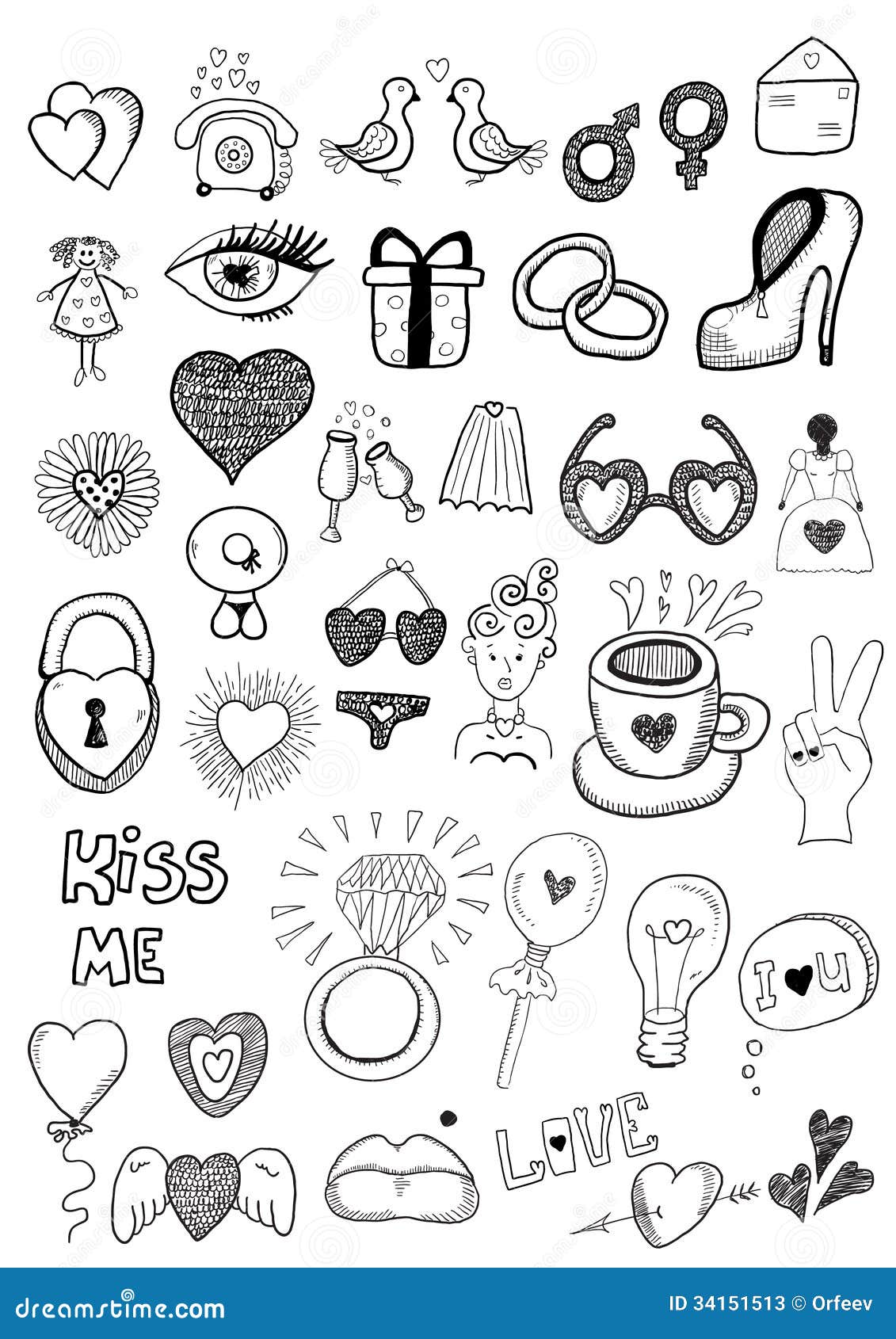 Love objects stock vector. Illustration of doll, holiday - 34151513