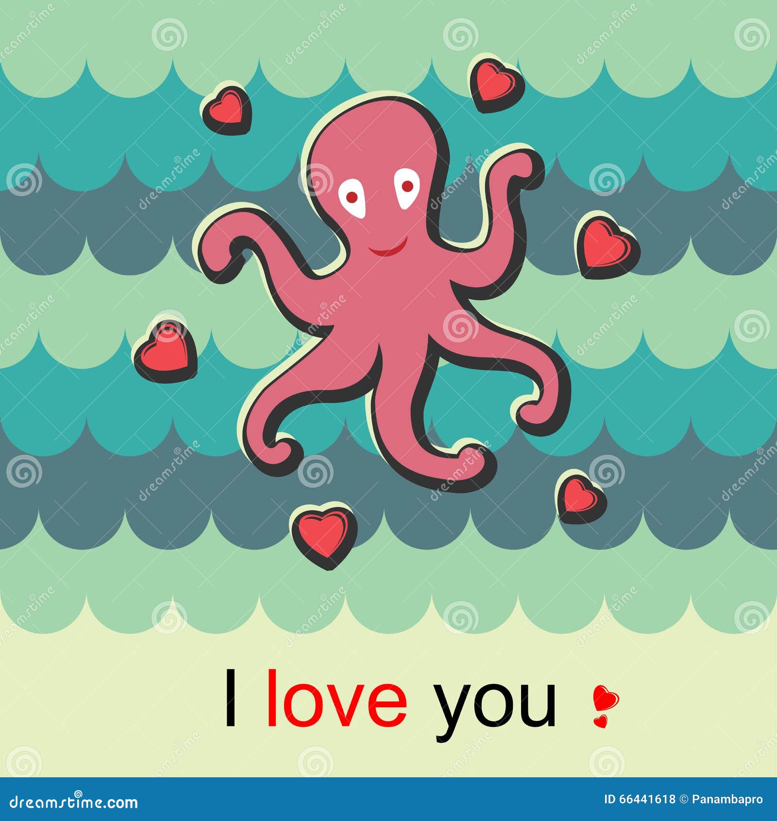 Love octopus stock vector. Illustration of postal, animal - 66441618