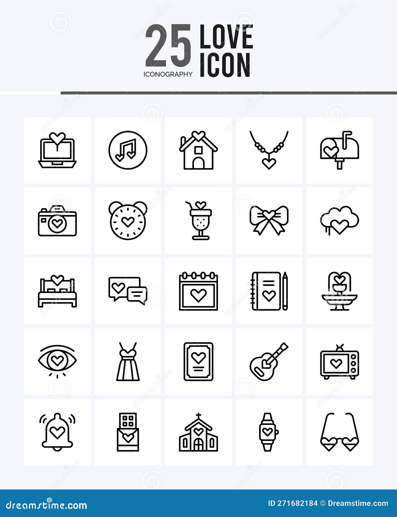 25 Love Outline Icons Pack Vector Illustration Stock Vector ...