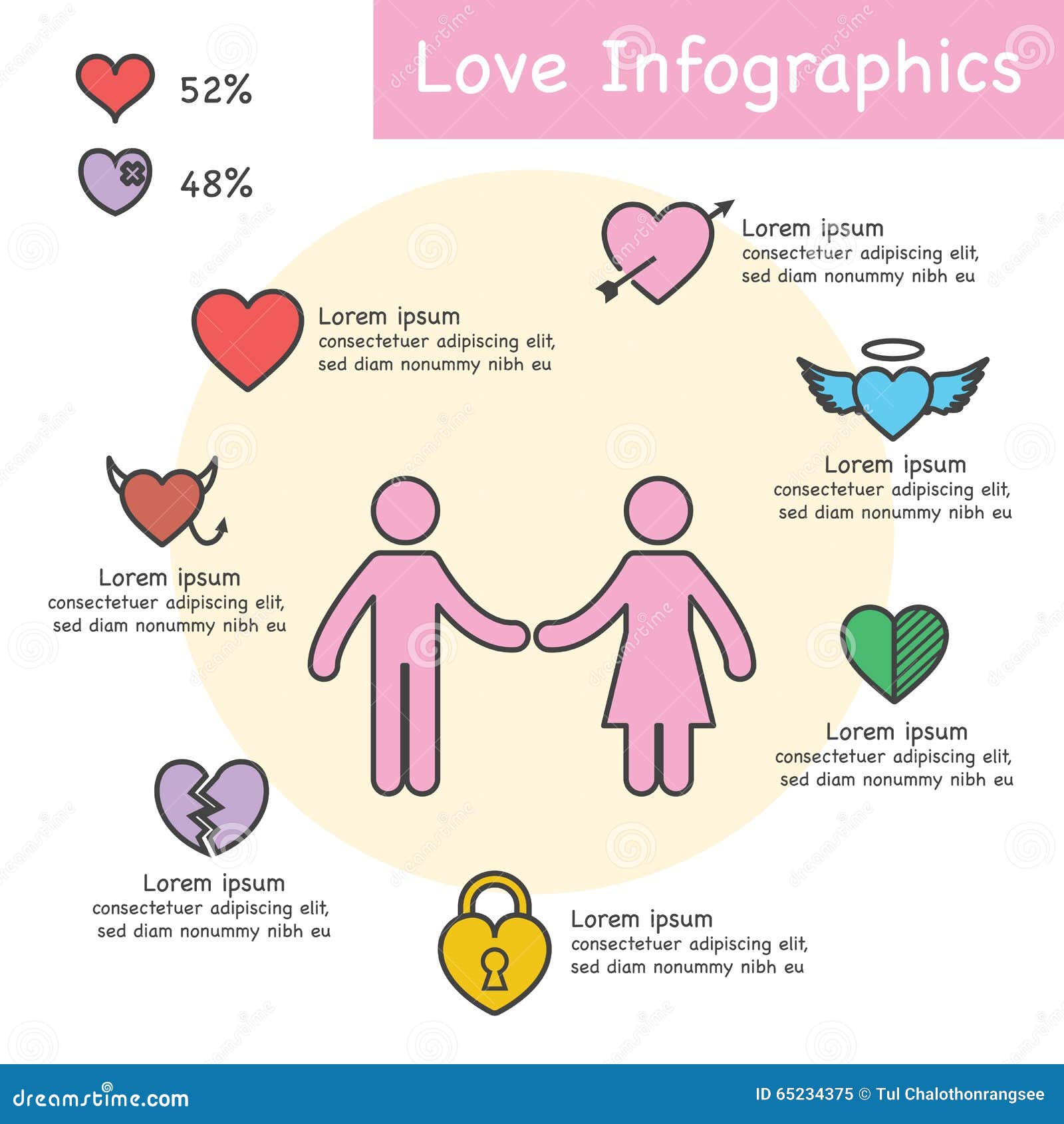 Love outline infographics stock vector. Illustration of elements - 65234375