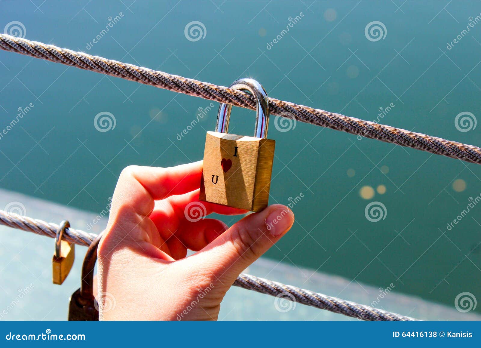 Love Padlock Hanging on a Wire Stock Photo - Image of happiness ...