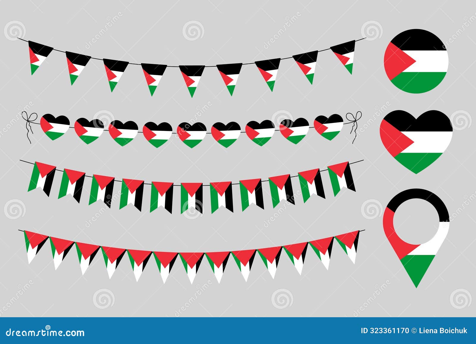 Love Palestine Decorative Symbols, Set of Vector Design Elements ...