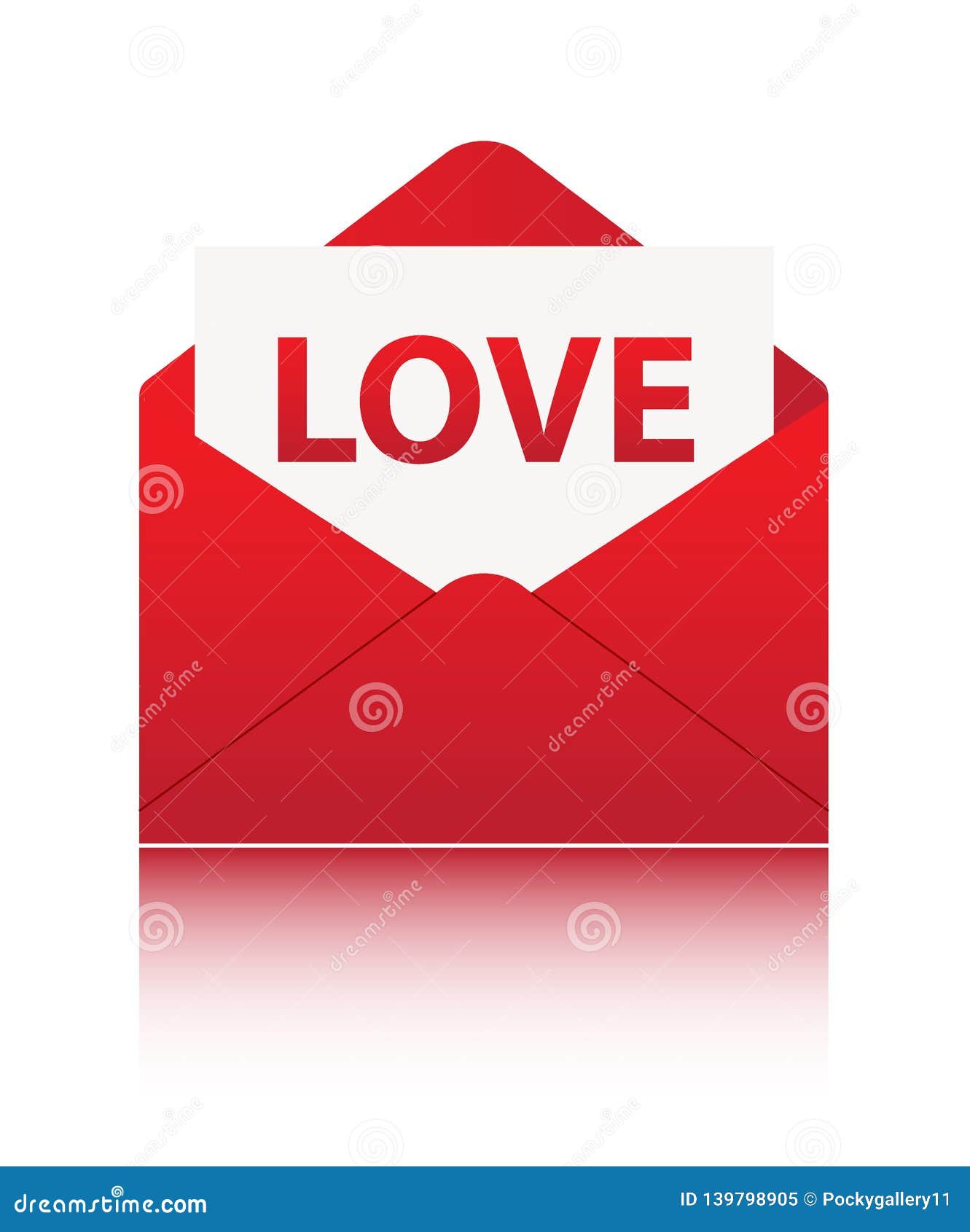 LOVE paper in red envelope stock illustration. Illustration of mail ...