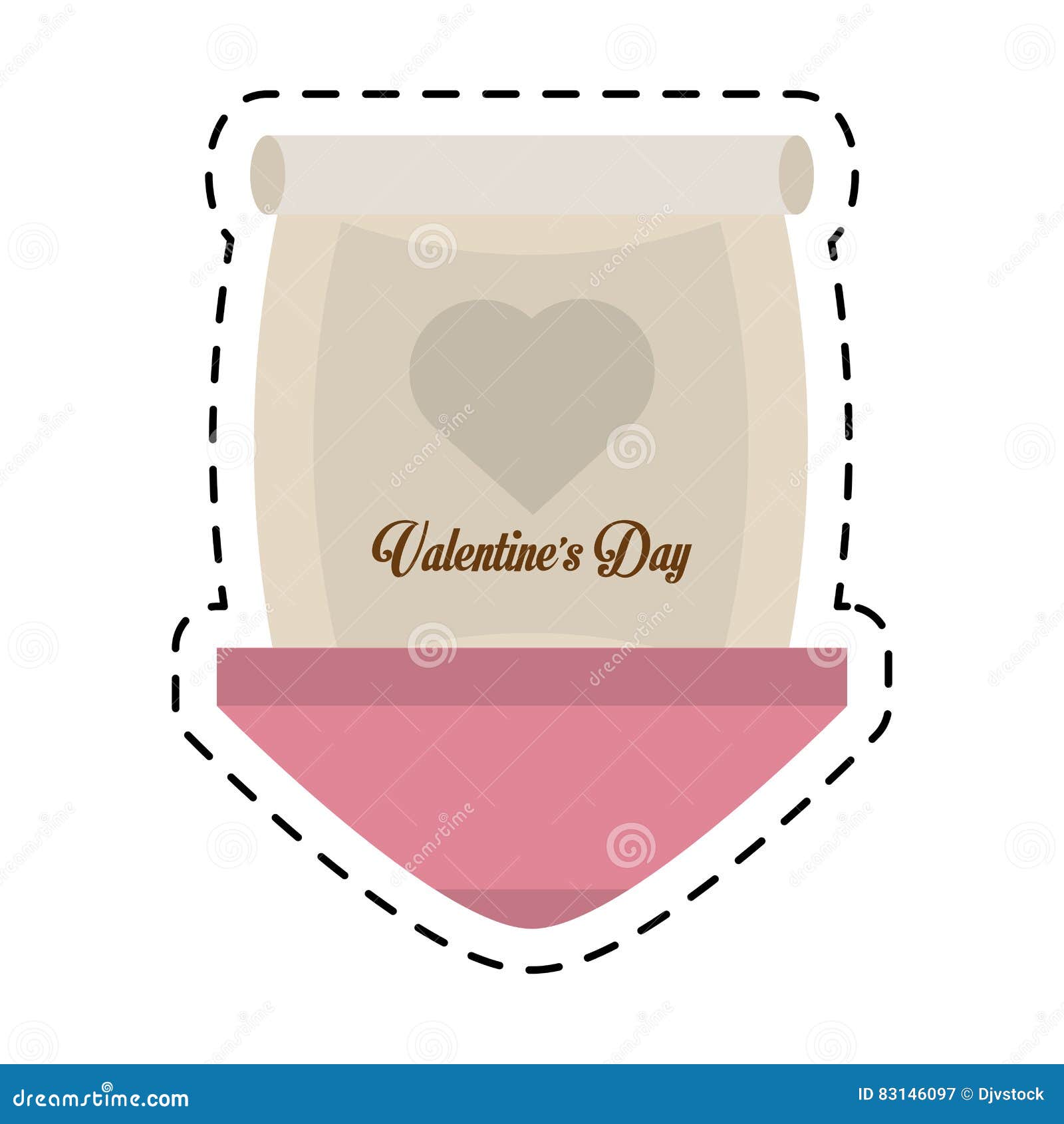 Love Parchment Message Heart Cut Line Stock Vector - Illustration of ...