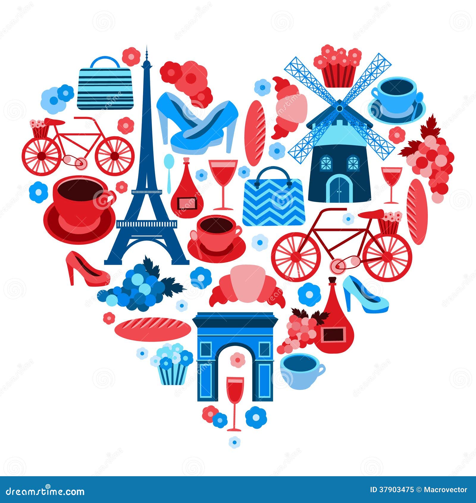 Love Paris heart symbol stock vector. Illustration of eiffel - 37903475