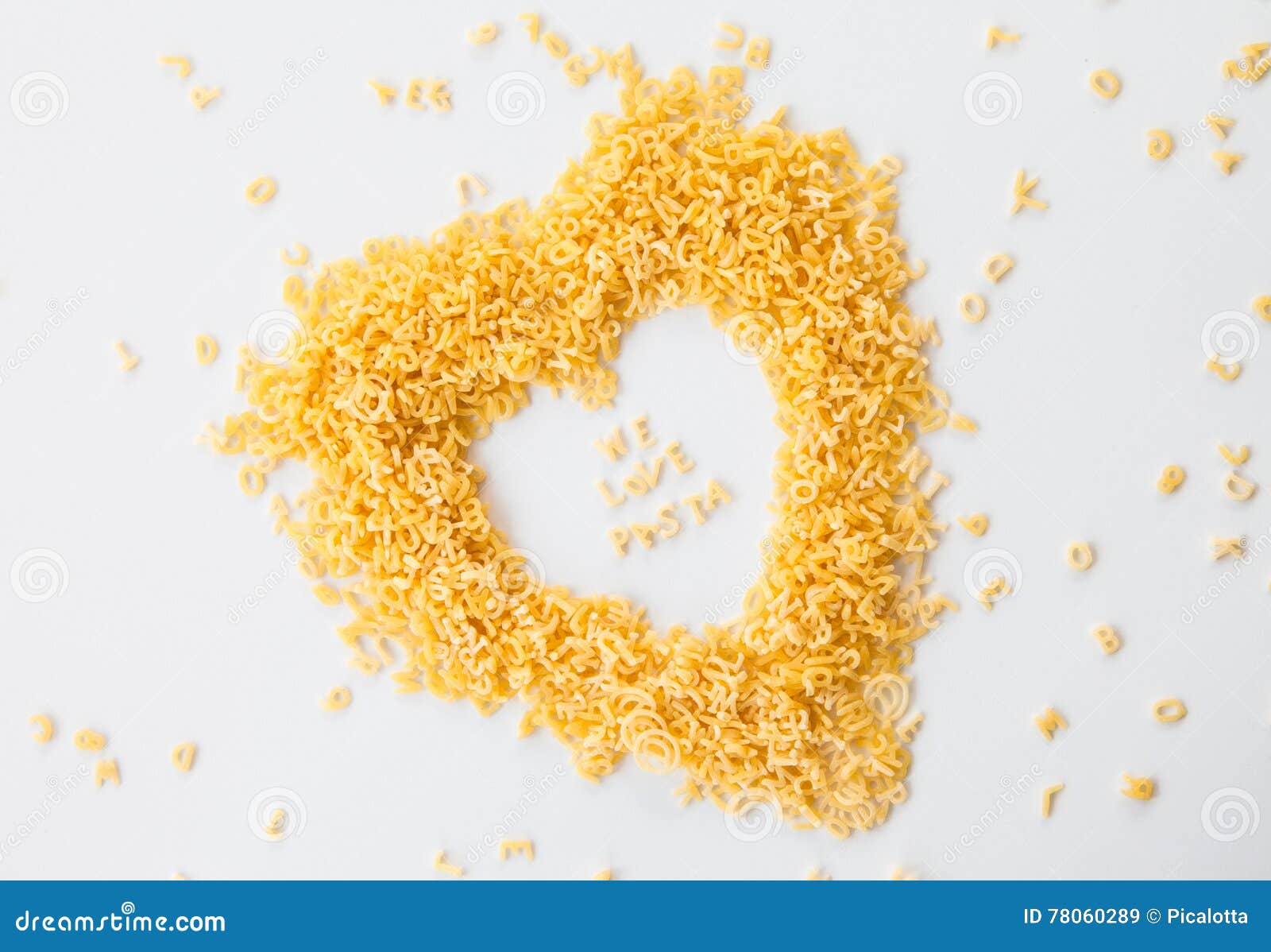 We Love Pasta Written with Noodles Stock Image - Image of horizontal ...