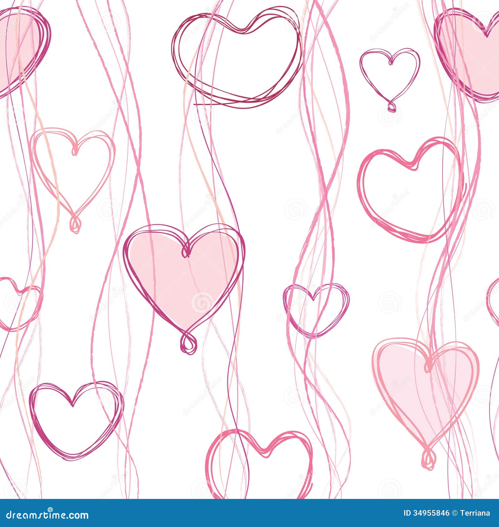 Love Pattern with Hearts in Naive Style. Stock Illustration ...