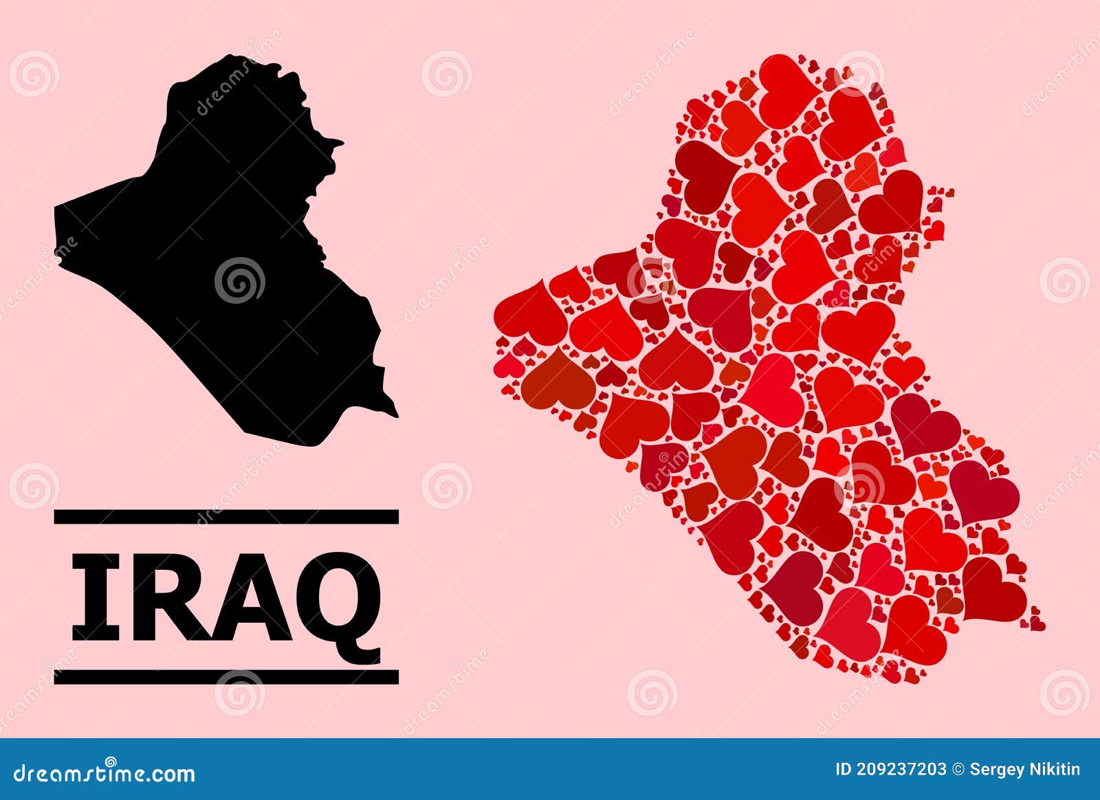 Red Heart Mosaic Map of Iraq Stock Vector - Illustration of combination ...