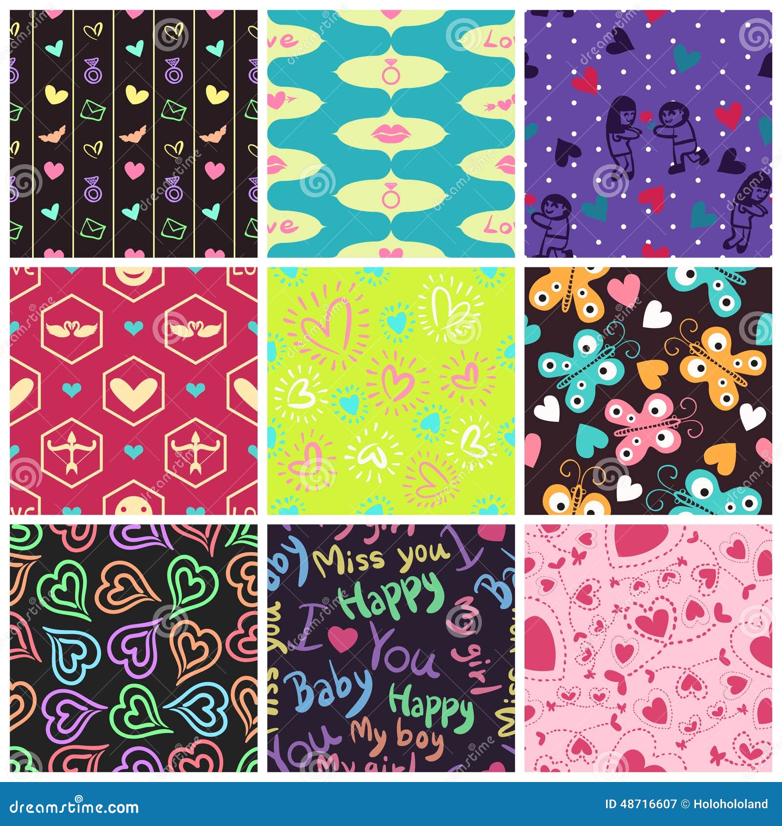 Love patterns stock vector. Illustration of fabric, heart - 48716607