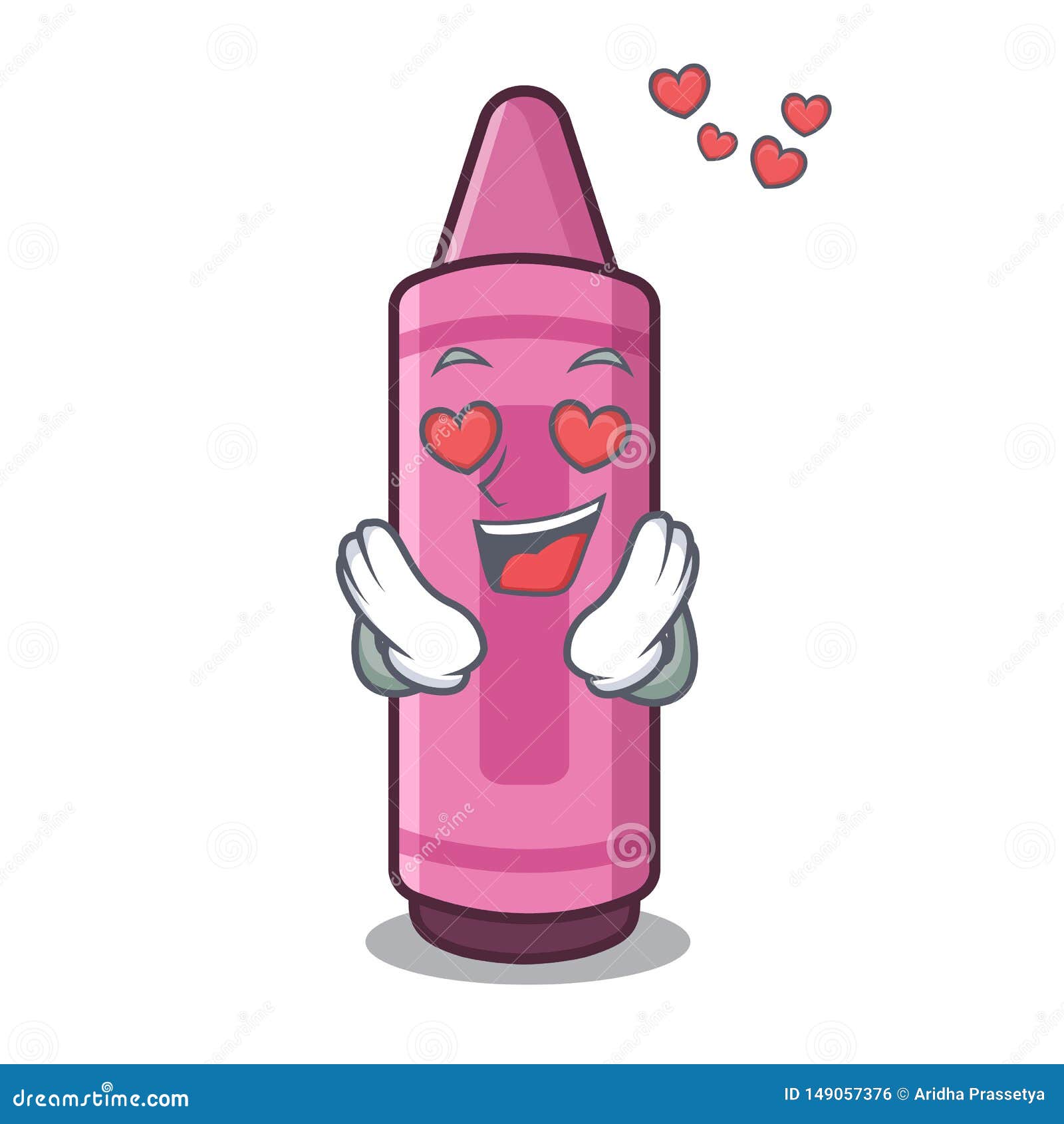 In Love Pink Crayons in the Character Shape Stock Vector - Illustration ...
