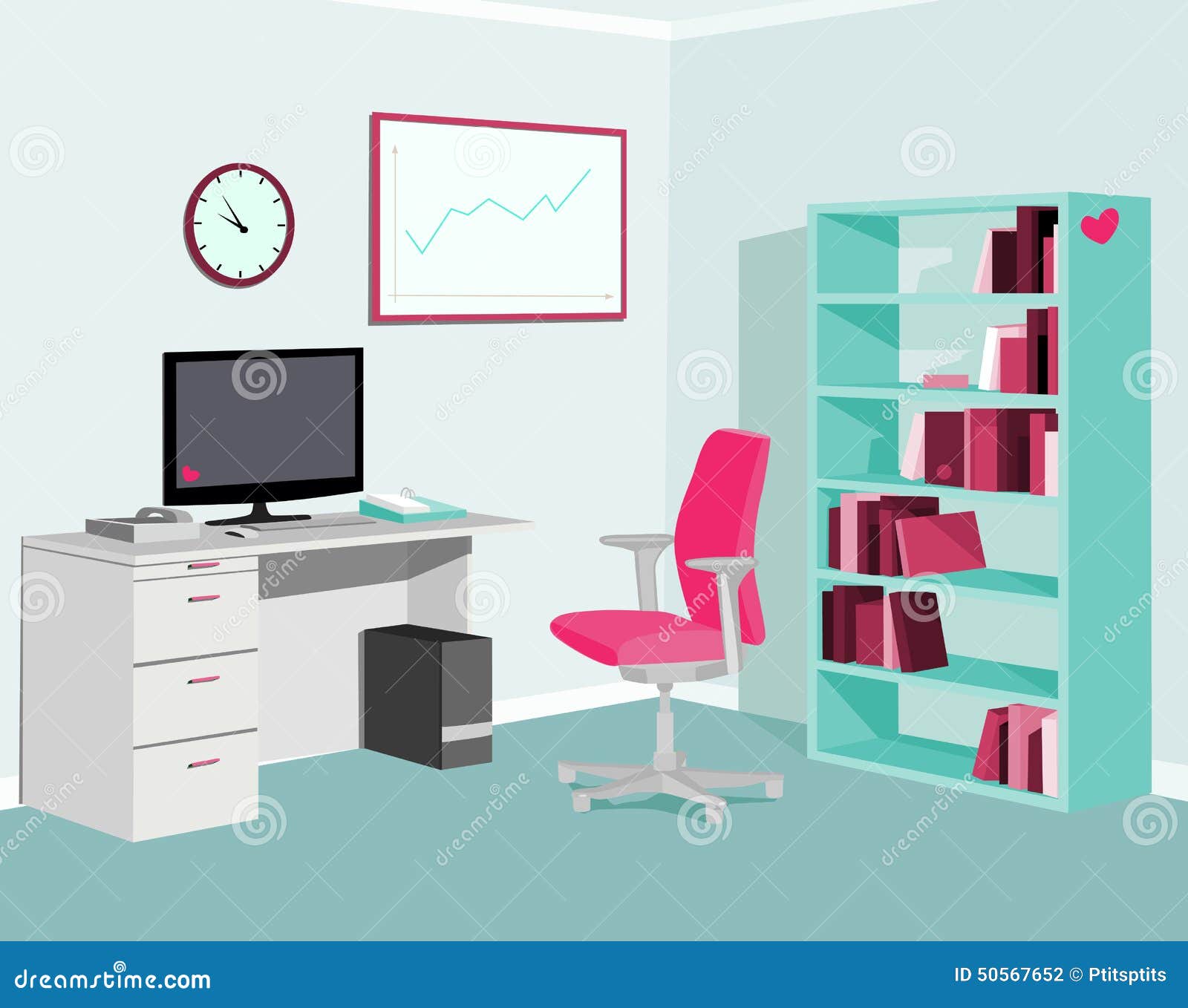 Love Pink Mint Office stock vector. Illustration of display - 50567652