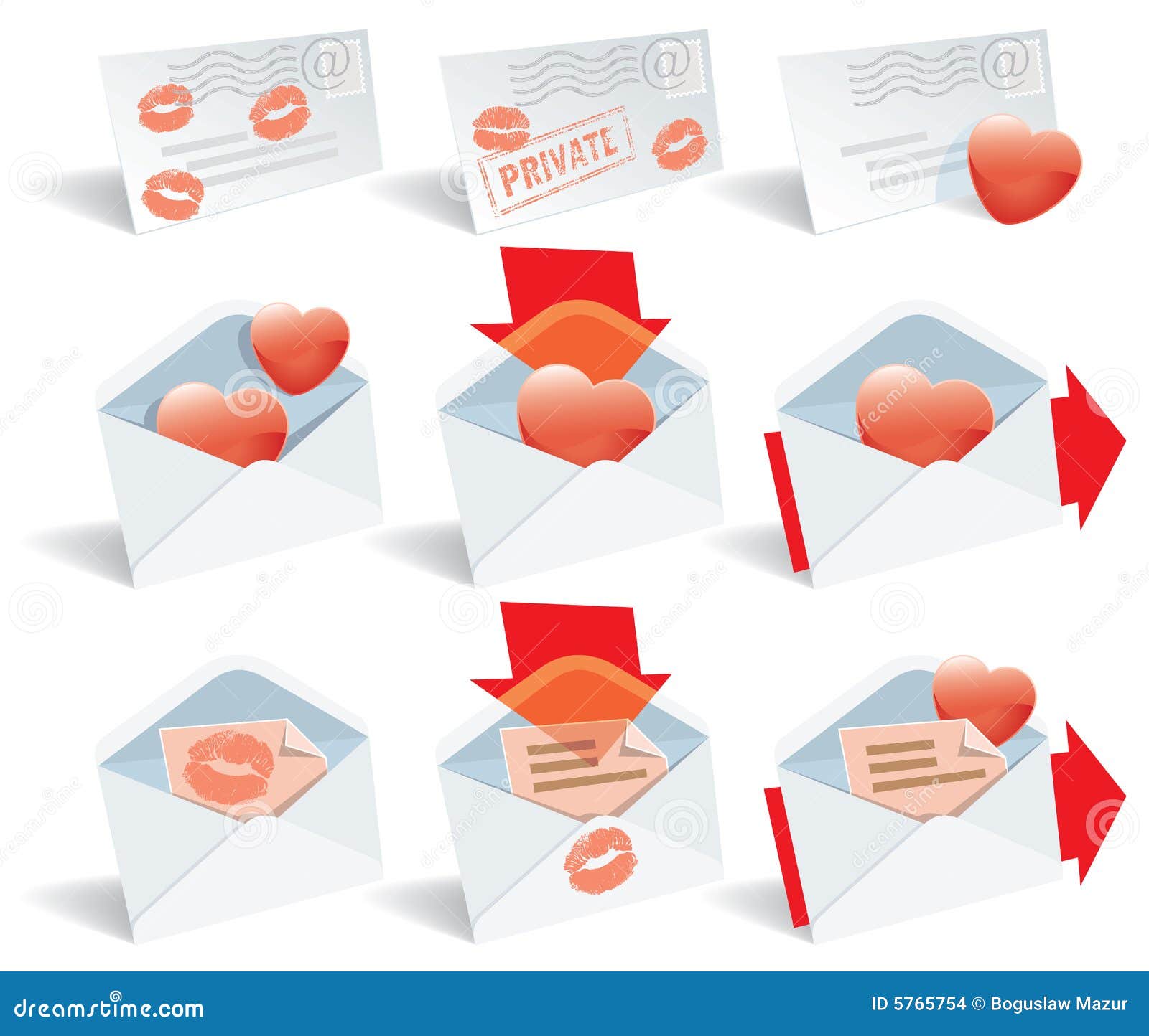 Love post icons stock vector. Illustration of lips, pink - 5765754