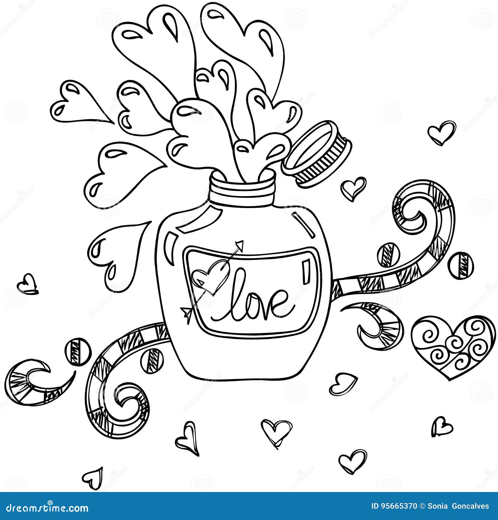 Love Potion Bottle Doodle Style Stock Vector - Illustration of doodle ...