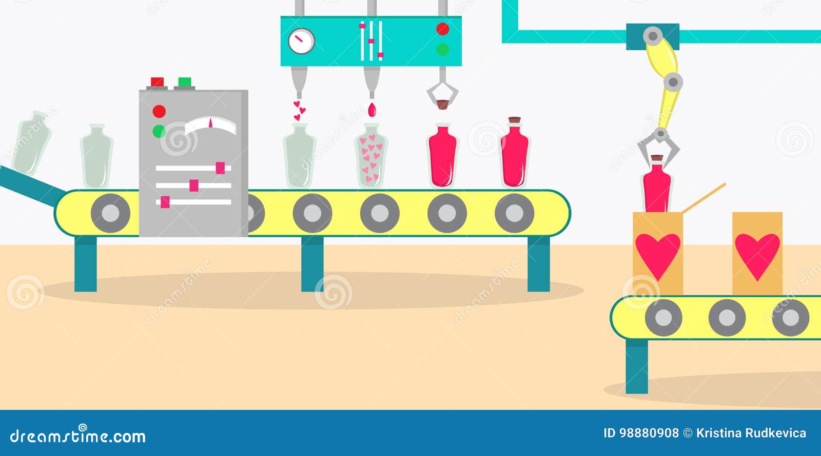 Love Potion Perfume Factory. Stock Vector - Illustration of line, belt ...