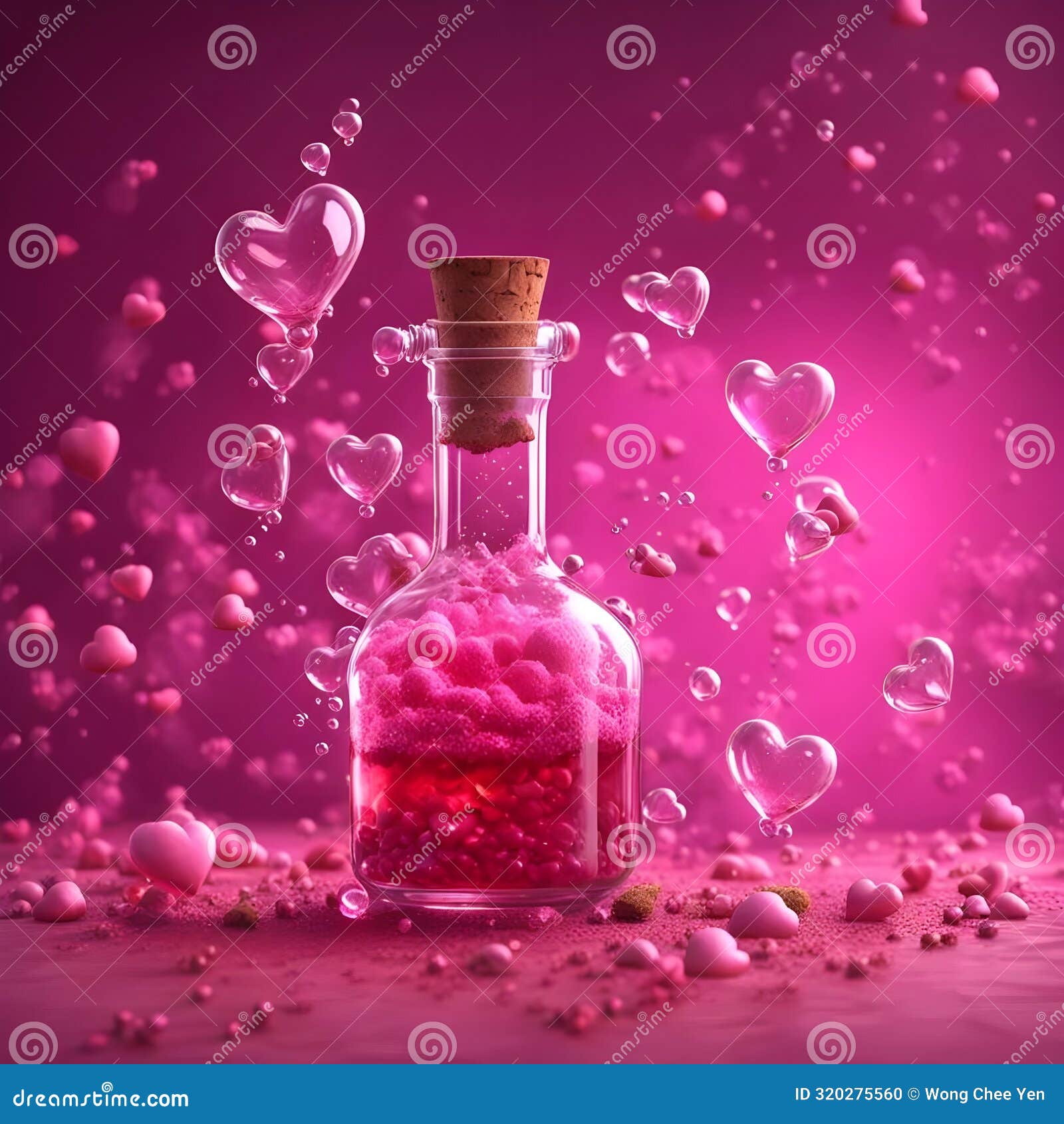 Love Potion Pink Colour Palette with Floating Hearts Stock Illustration ...
