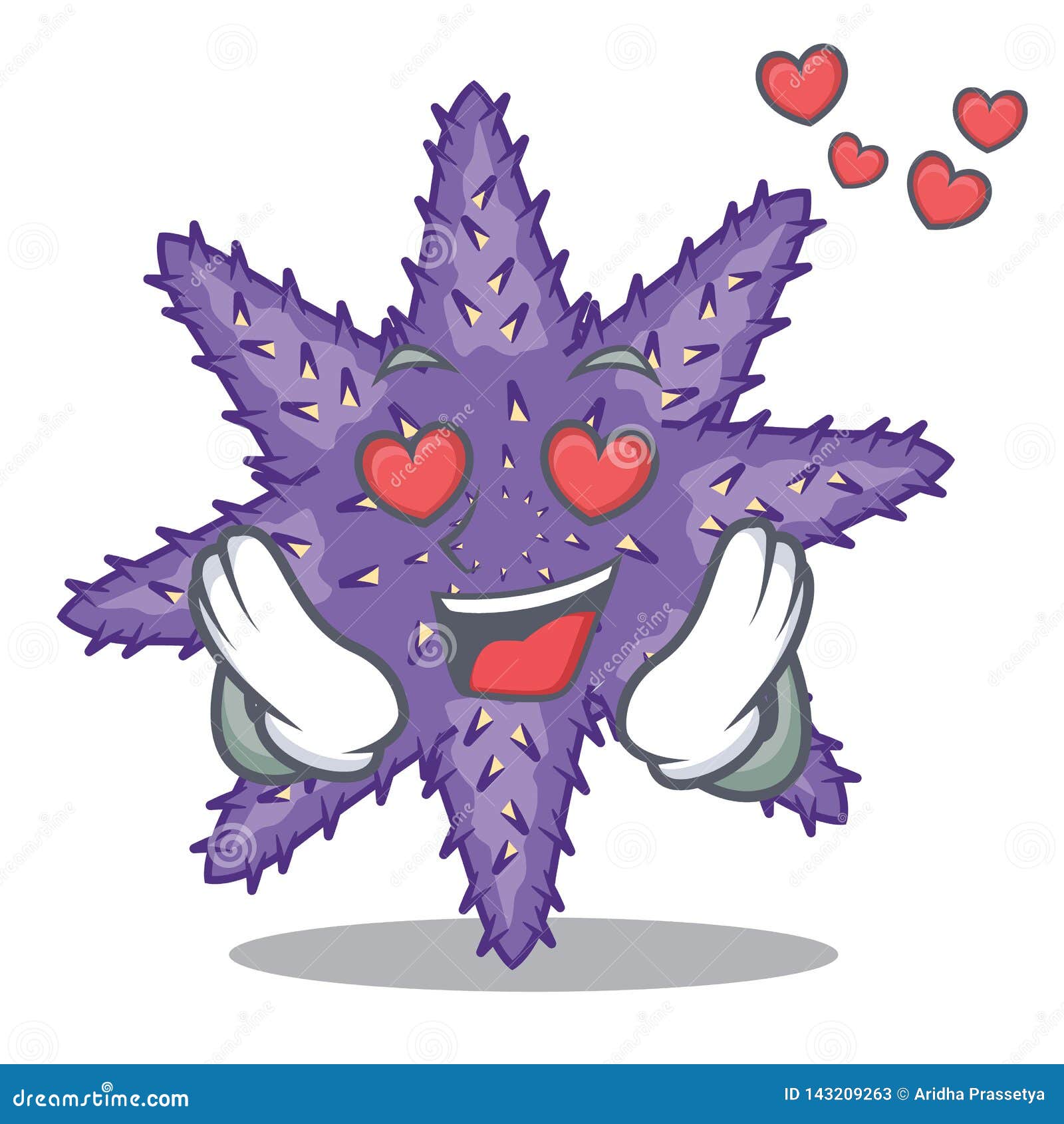 In Love Purple Starfish in the Character Shape Stock Vector ...