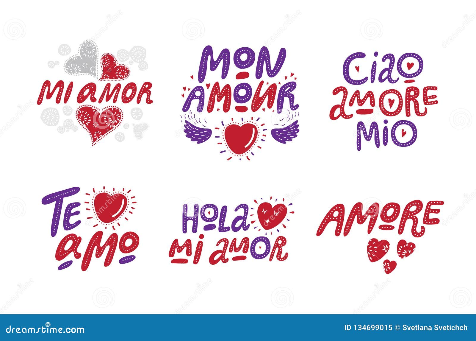 Hola Mi Amor - Handwritten Lettering On Watercolor Splash Cartoon ...