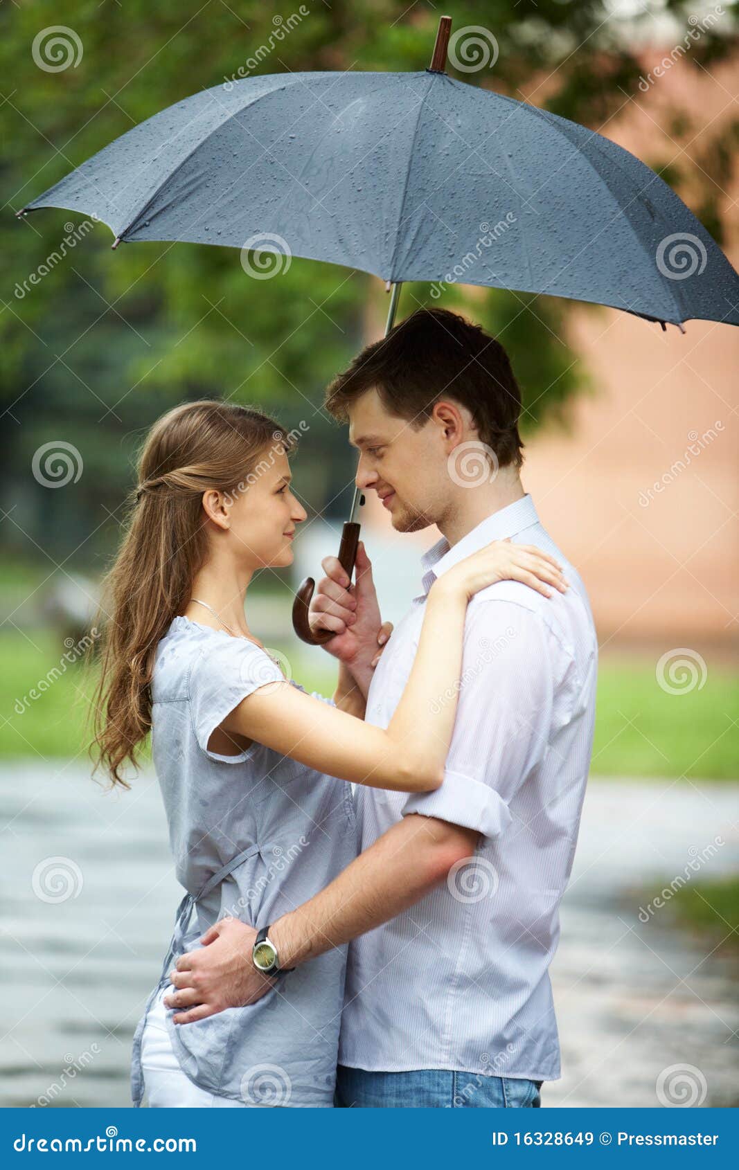 Love in the rain stock image. Image of happy, romantic - 16328649