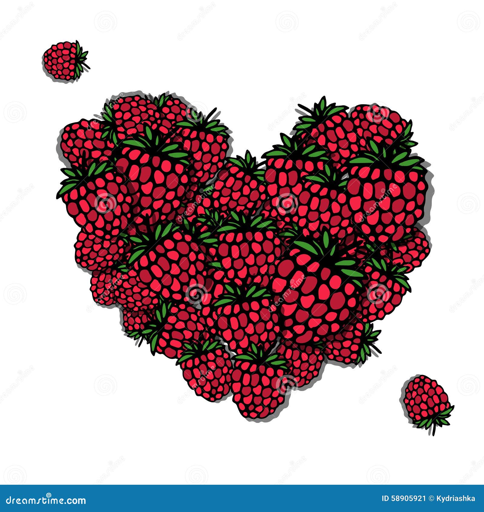 Love Raspberry. Heart Sketch for Your Design Stock Vector ...