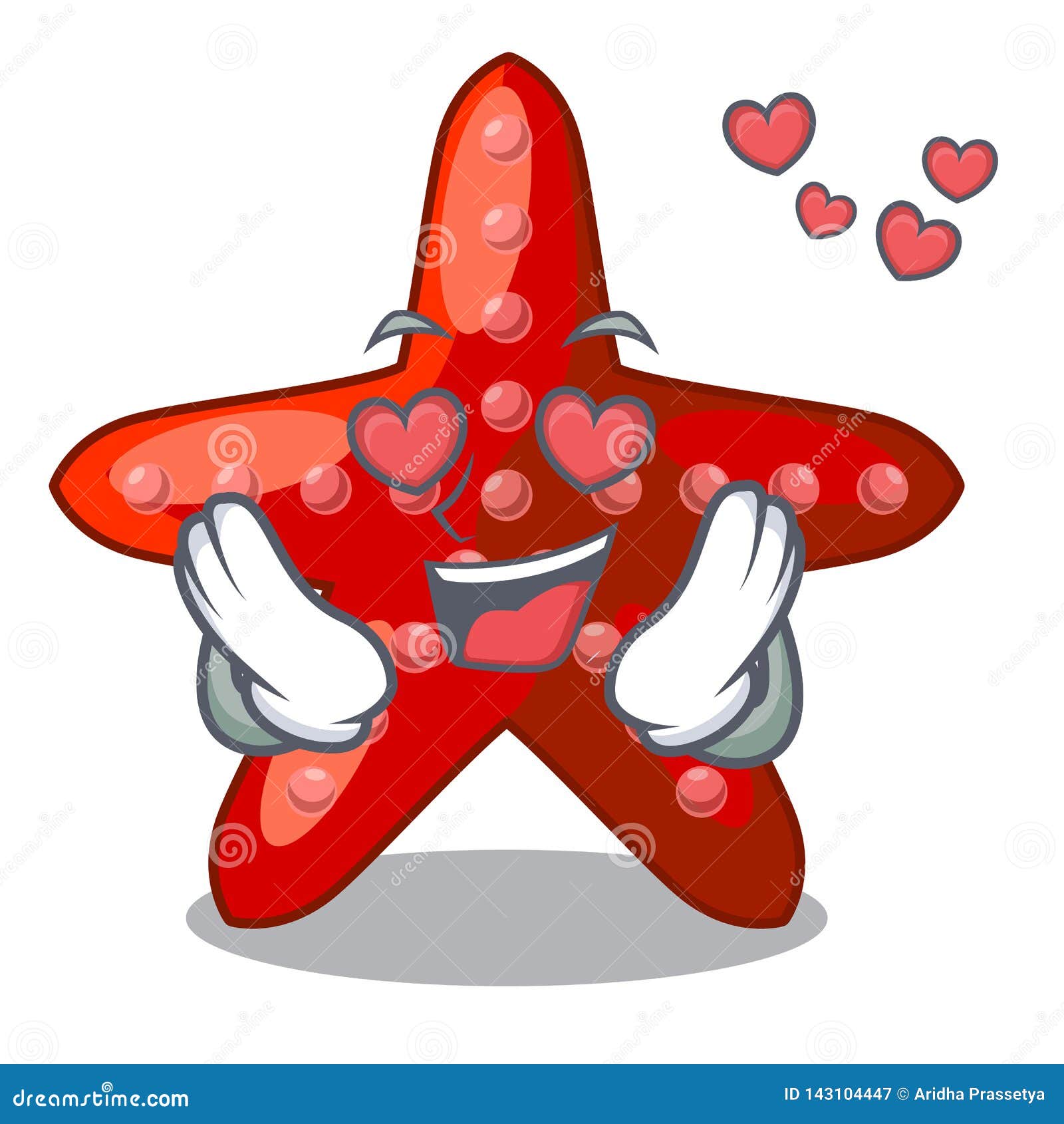In Love Red Starfish in the Cartoon Shape Stock Vector - Illustration ...