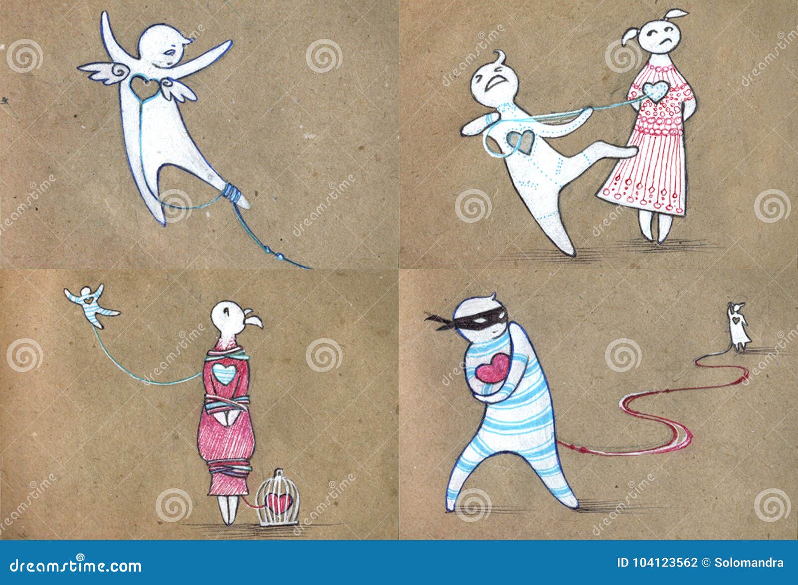 Cute Little People Connected by Hearts Heart Attachments Stock ...