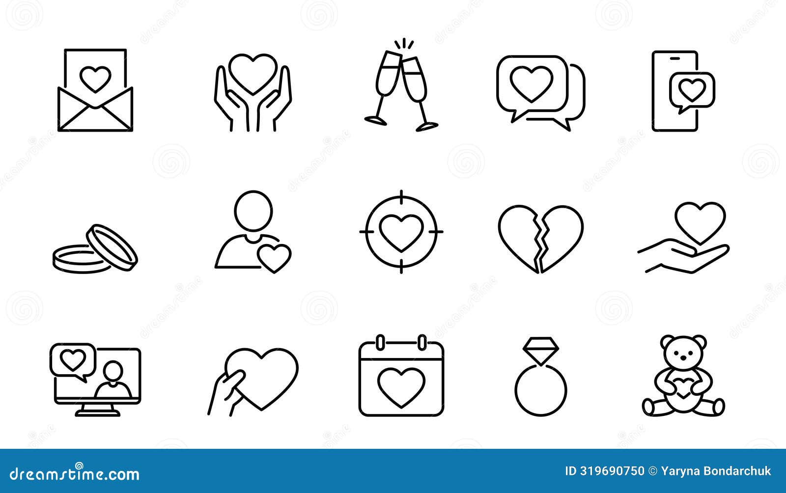 Love and Relationship Icons Set.. Editable Stroke. Stock Vector ...