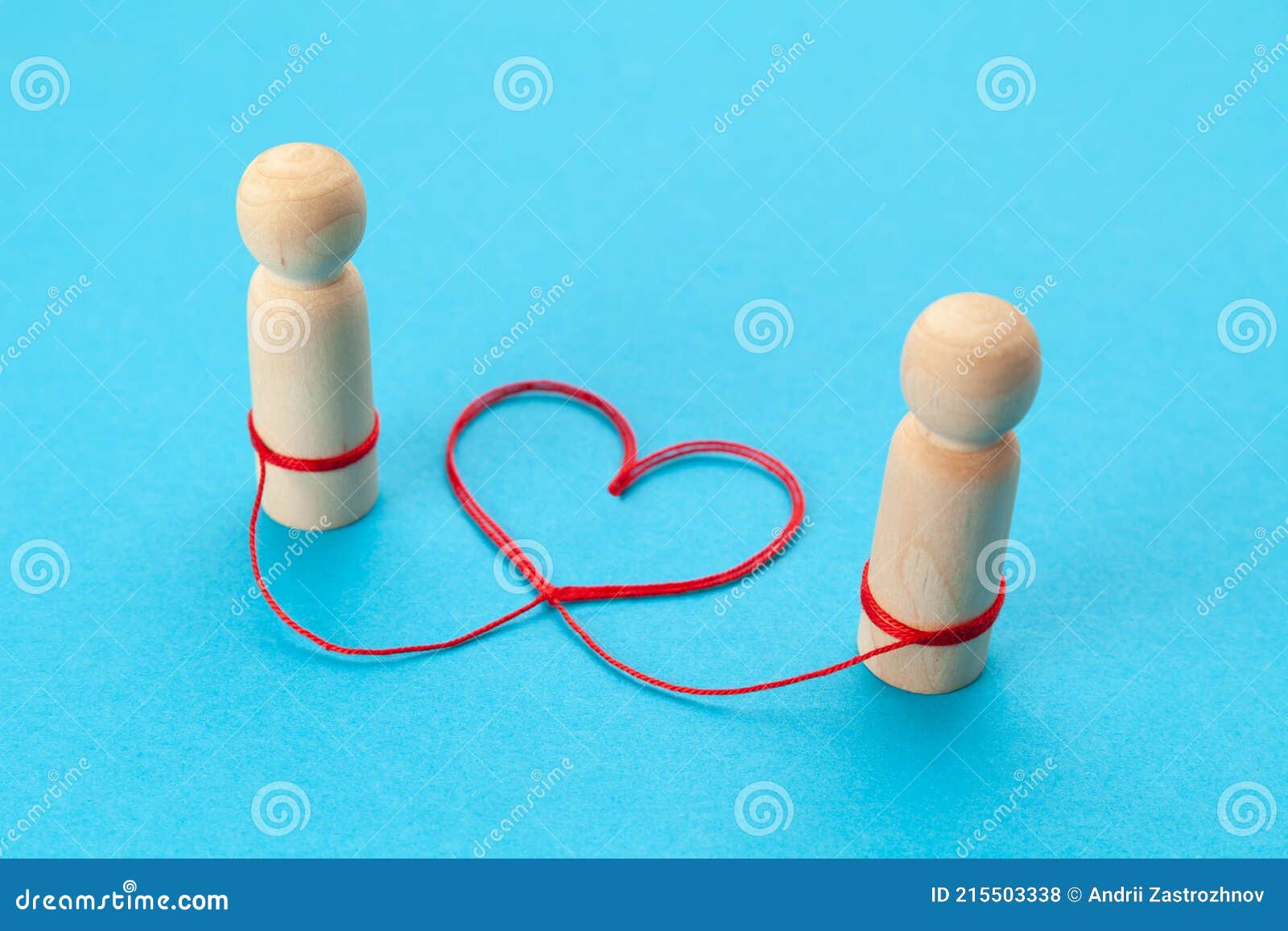 Love Relationship. Two Figures of People are Connected with a Thread in ...