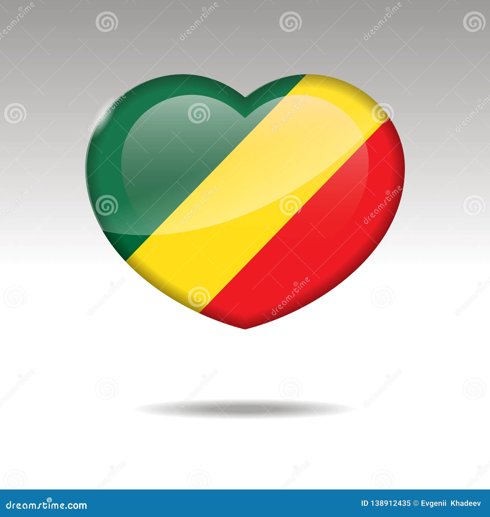 Love Republic Of The Congo Symbol Heart Flag Icon Stock Illustration