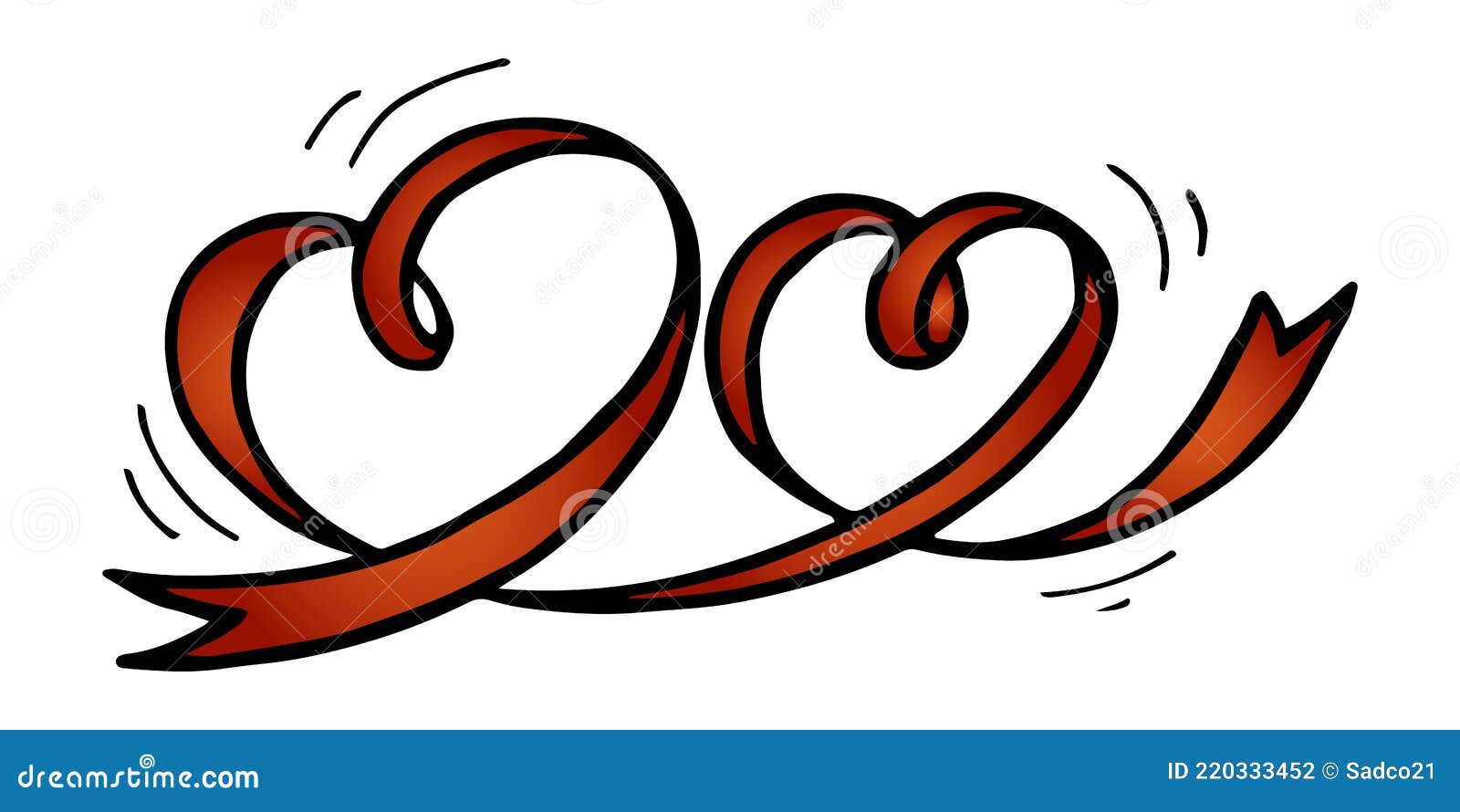 Love ribbon red doodle stock vector. Illustration of vector - 220333452