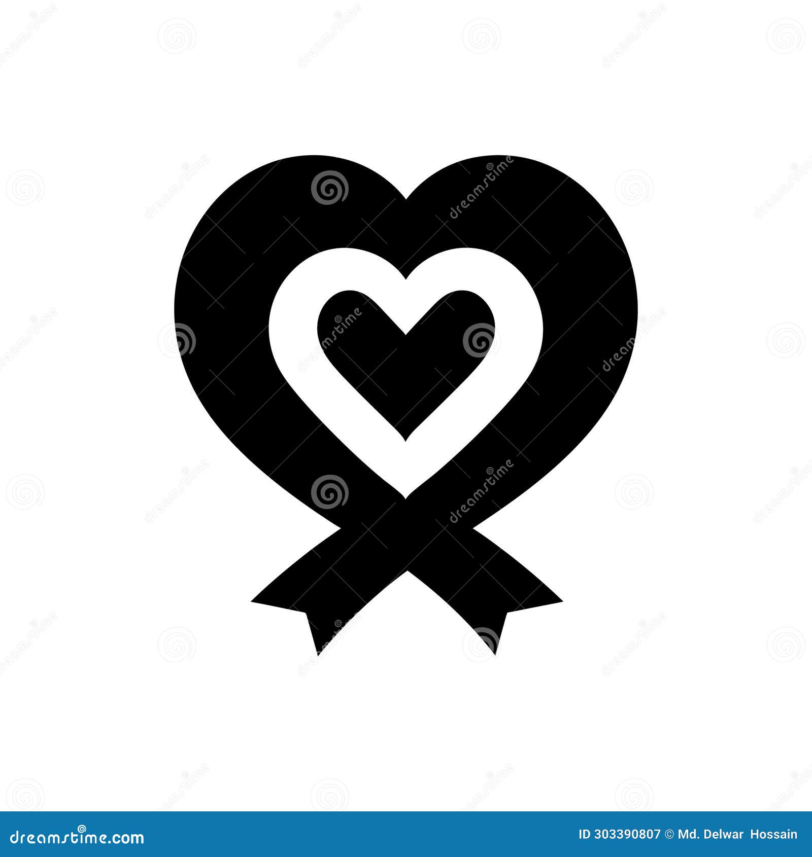 Love with ribbon icon stock vector. Illustration of symbol - 303390807