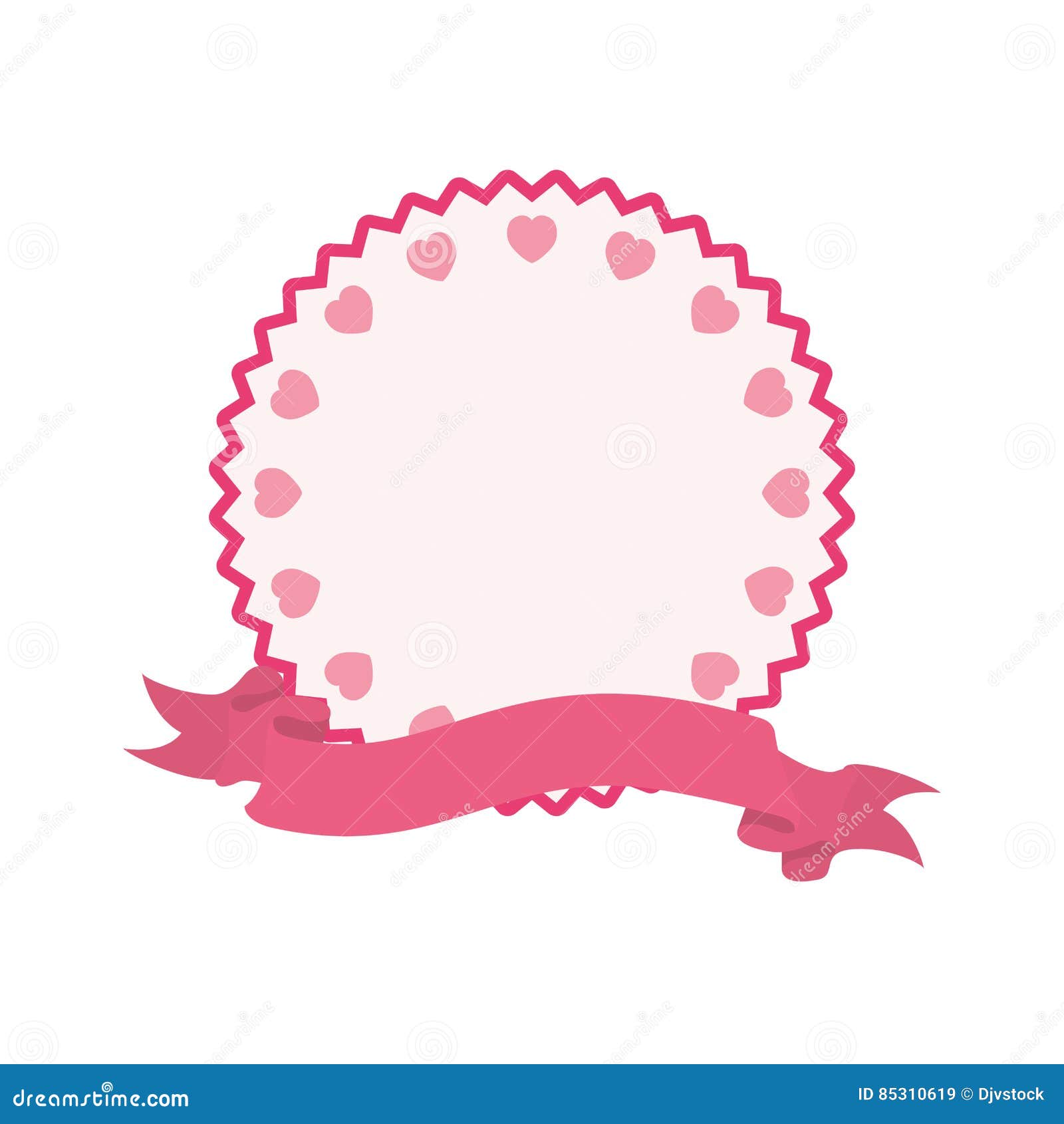 Love Ribbon Pink Heart Frame Label Stock Illustration - Illustration of ...