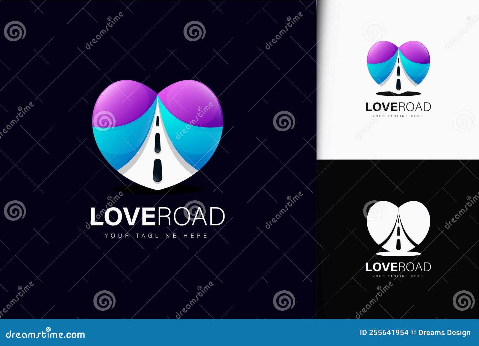 Love Road Logo Design with Gradient Stock Vector - Illustration of ...