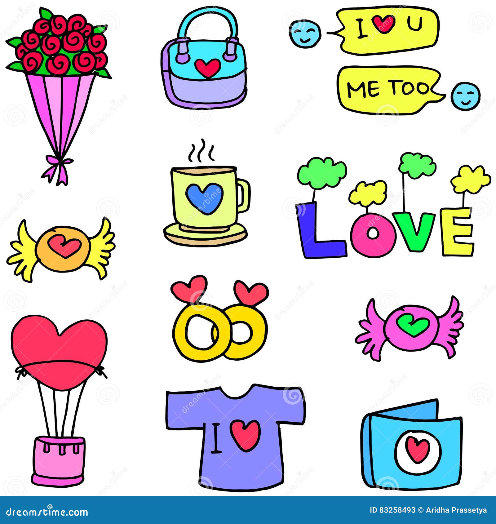 Love Romance Object of Doodles Design Stock Vector - Illustration of ...