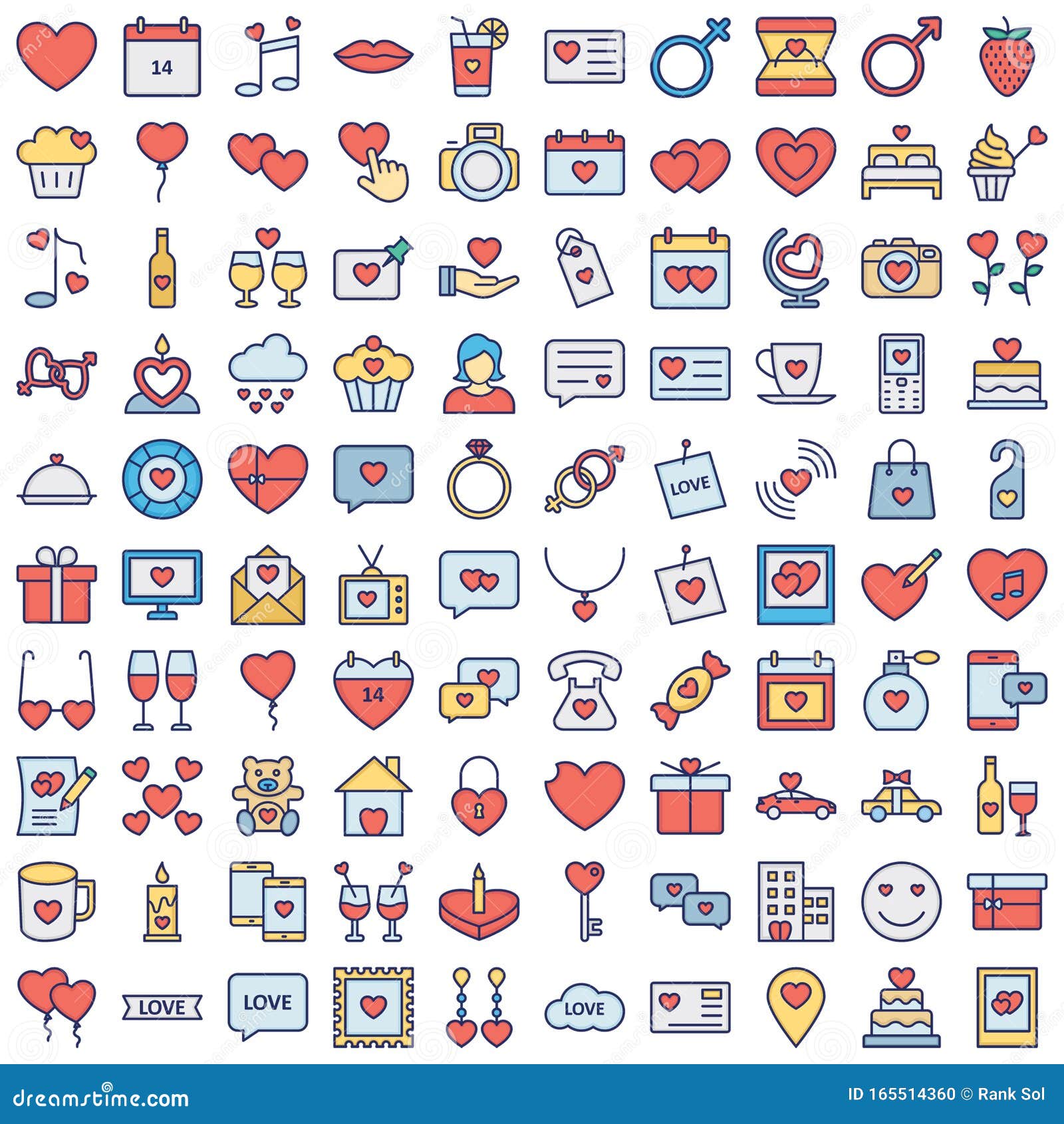 Love and Romance Vector Icons Set Which Can Easily Modify or Edit Stock ...