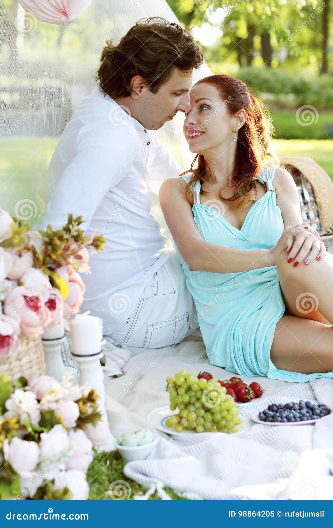 Romantic picnic stock image. Image of lifestyle, grass - 98864205