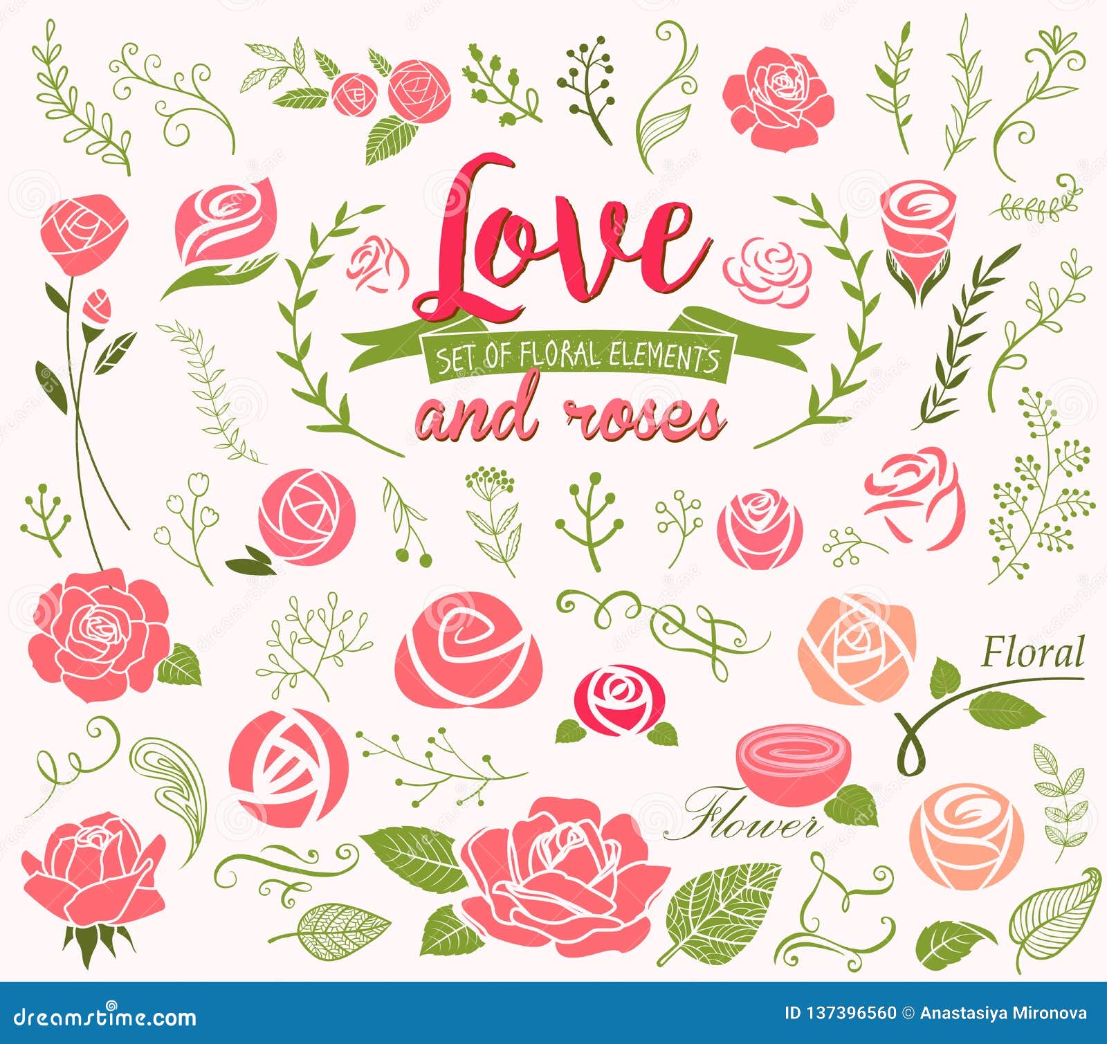 Love and Roses Design Elements Stock Vector - Illustration of design ...
