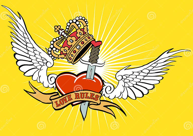 Love rules tattoo stock illustration. Illustration of love - 12082333