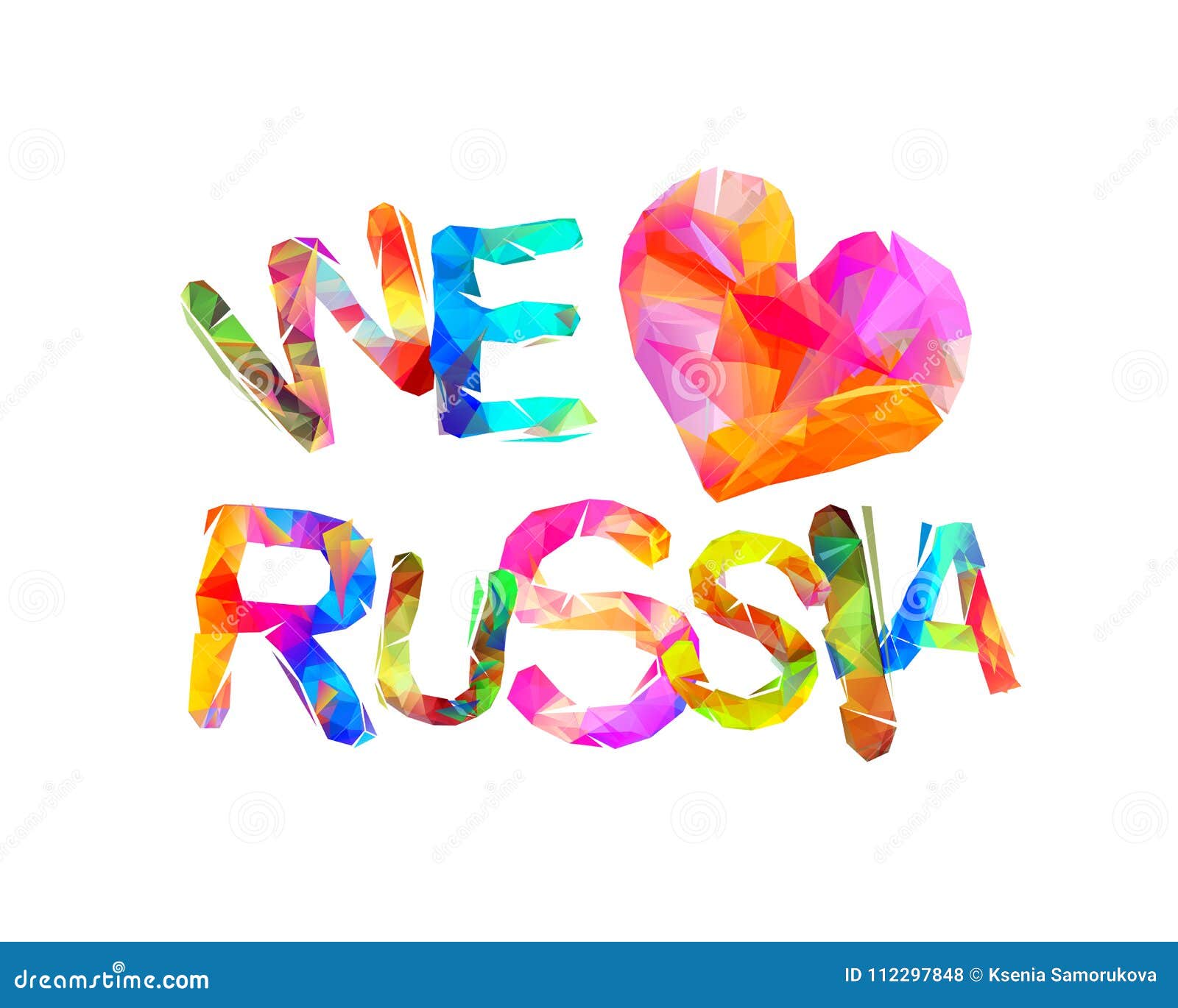 We Love Russia Colorful Triangular Letters Stock Vector Illustration