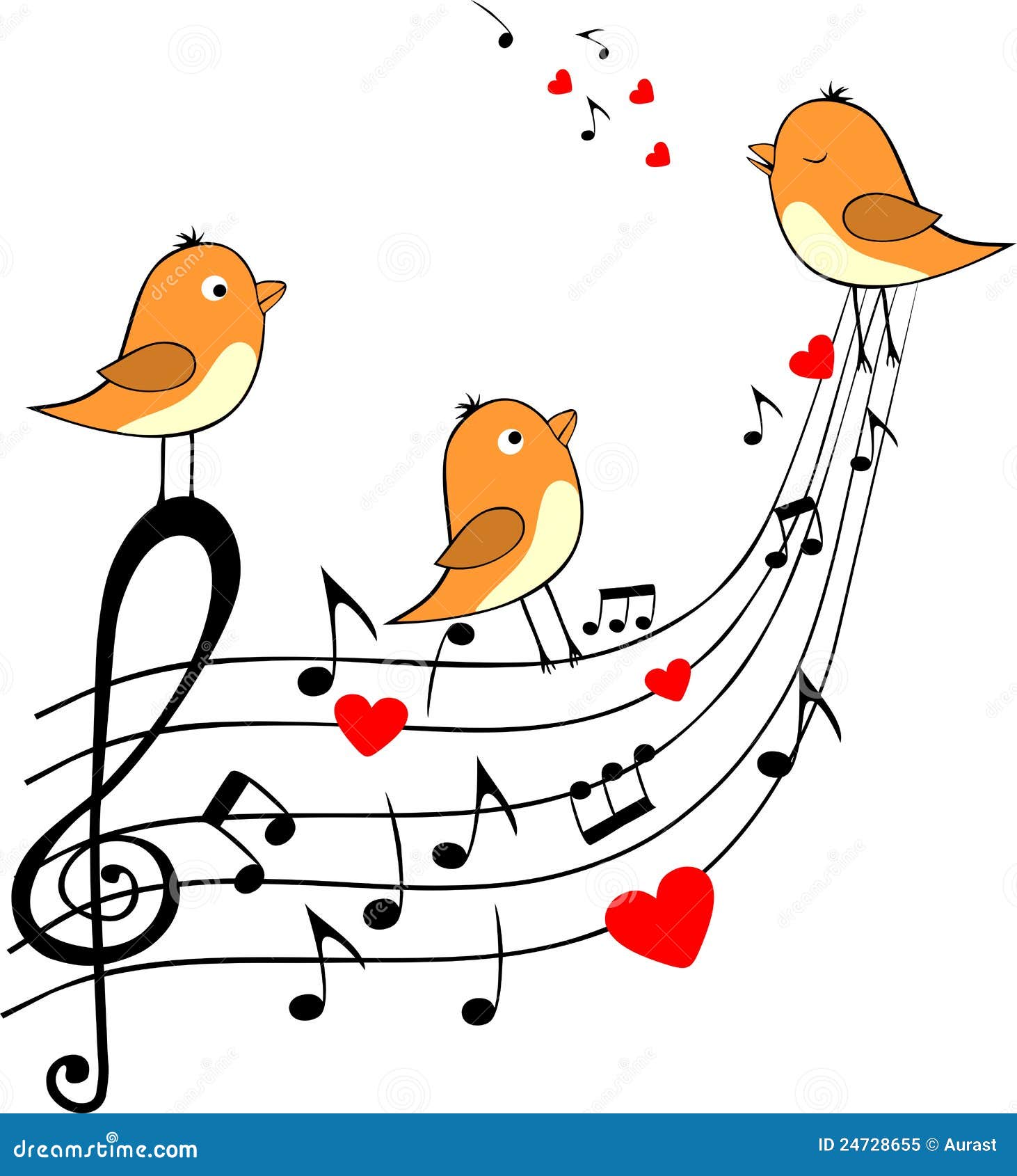 Love Score with Three Orange Birds Stock Vector - Illustration of ...