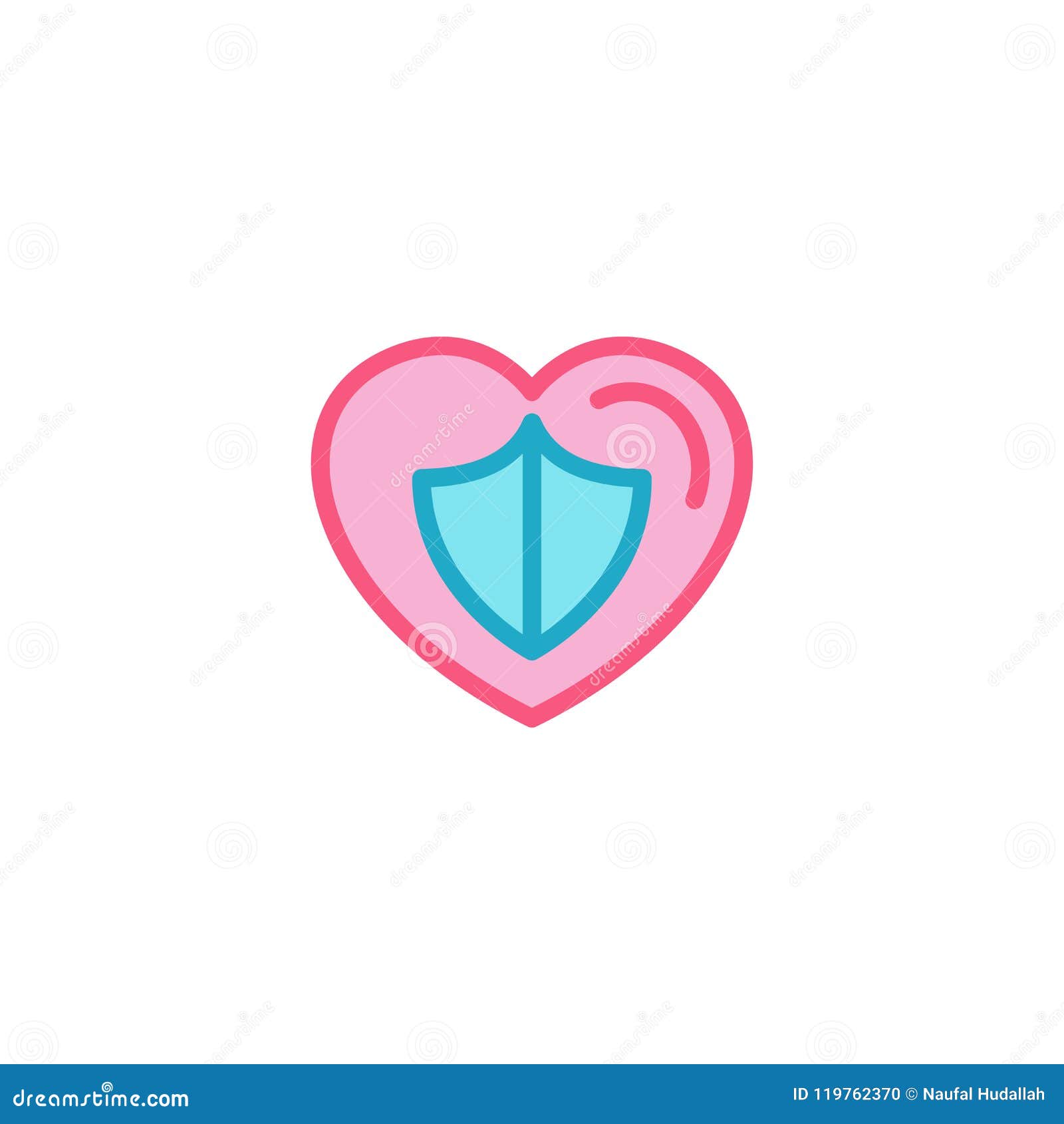 Love with Secure Shield Inside Icon. Simple Heart Illustration Line ...