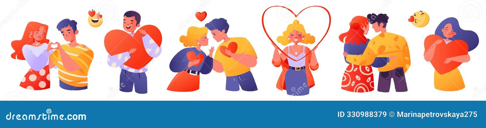 Set Of Cartoon Characters Showing Their Feelings To Each Other ...