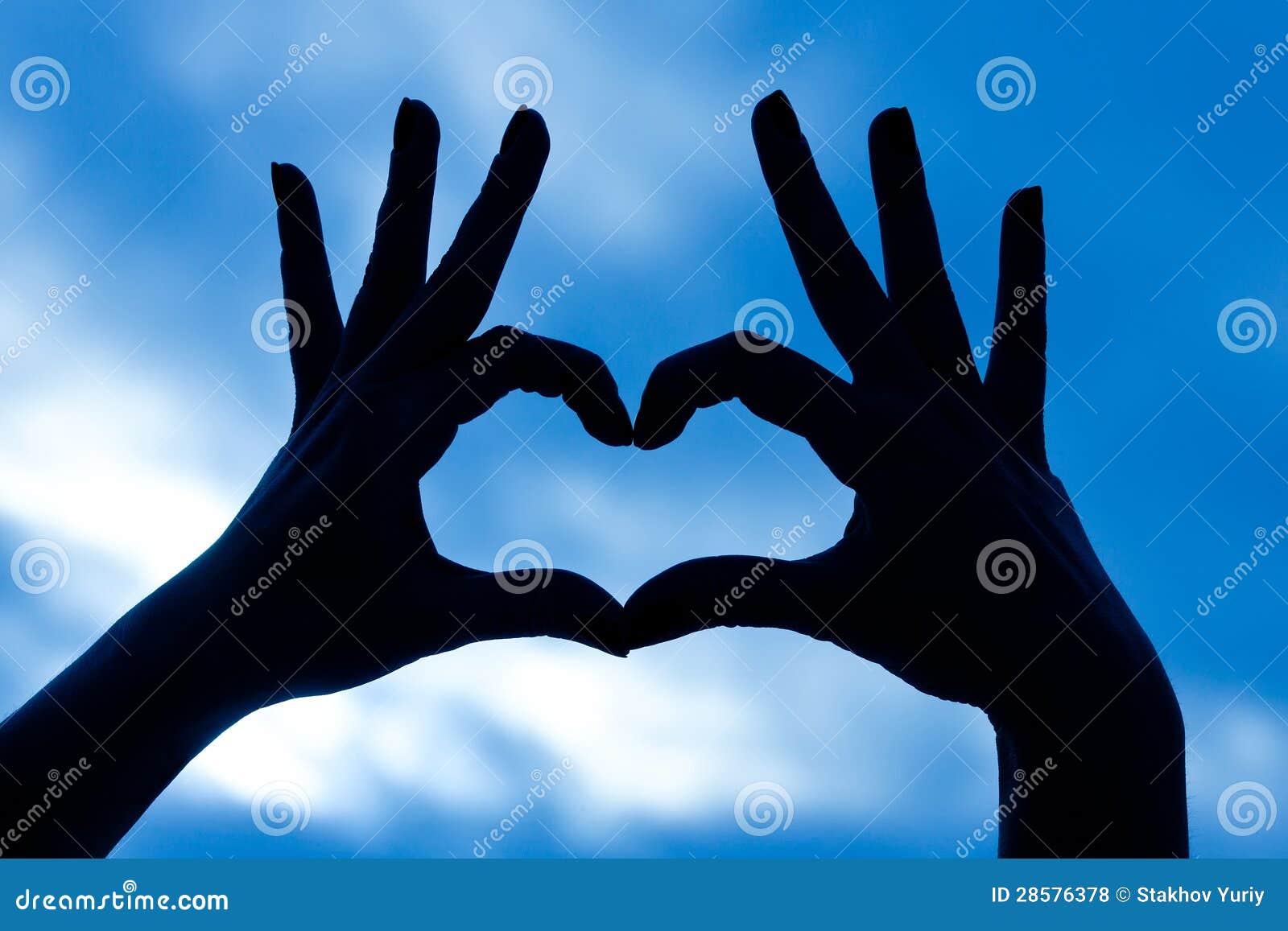 Love Shape Hand Silhouette in Sky Stock Photo - Image of romance, hands ...