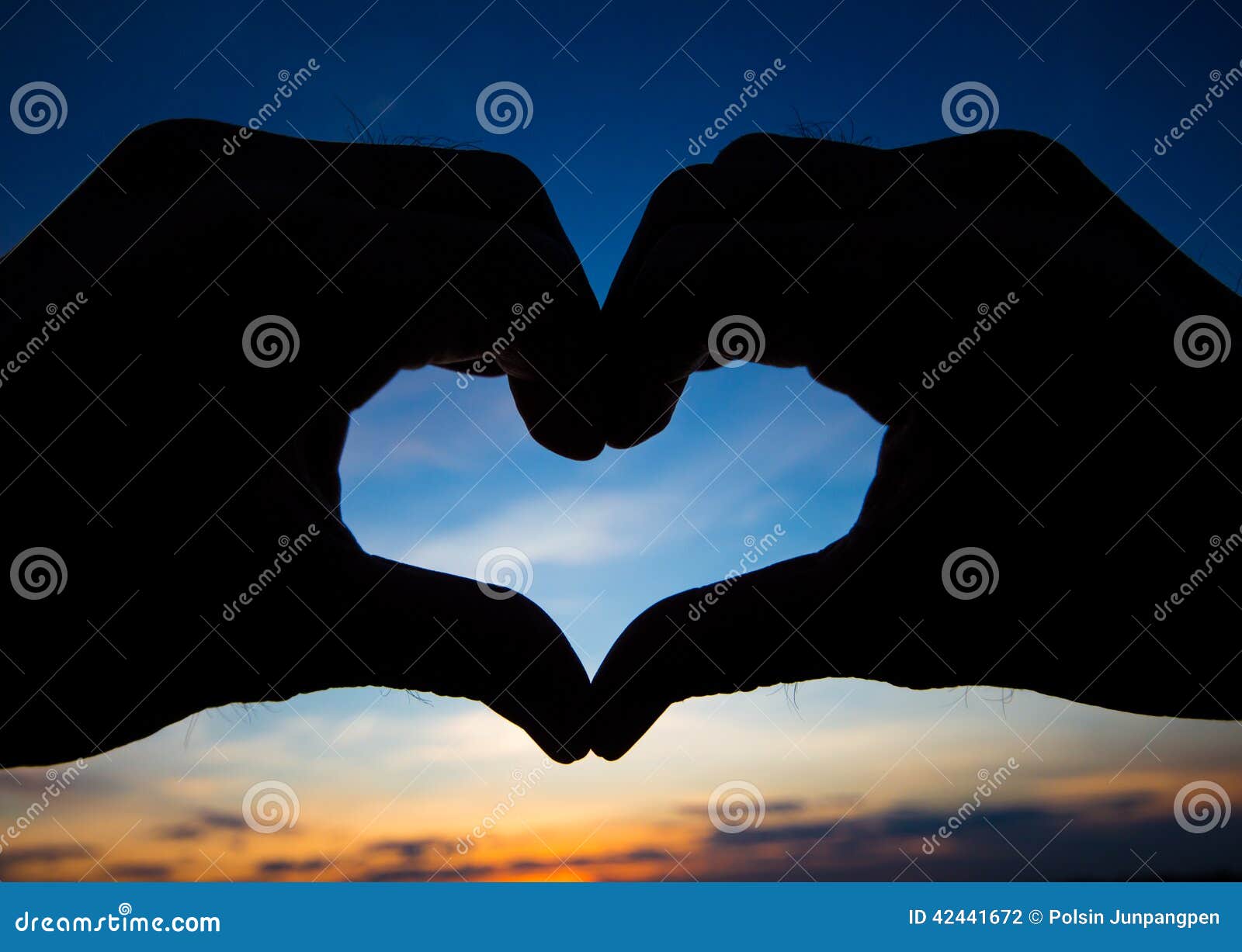 Love shape hand silhouette stock photo. Image of gesture - 42441672
