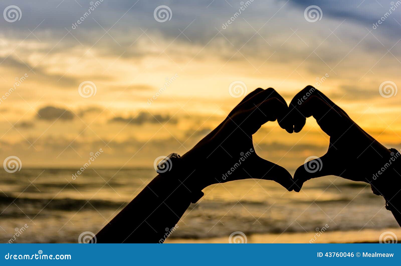 Love Shape Hand Silhouette in Sky Stock Photo - Image of feelings ...