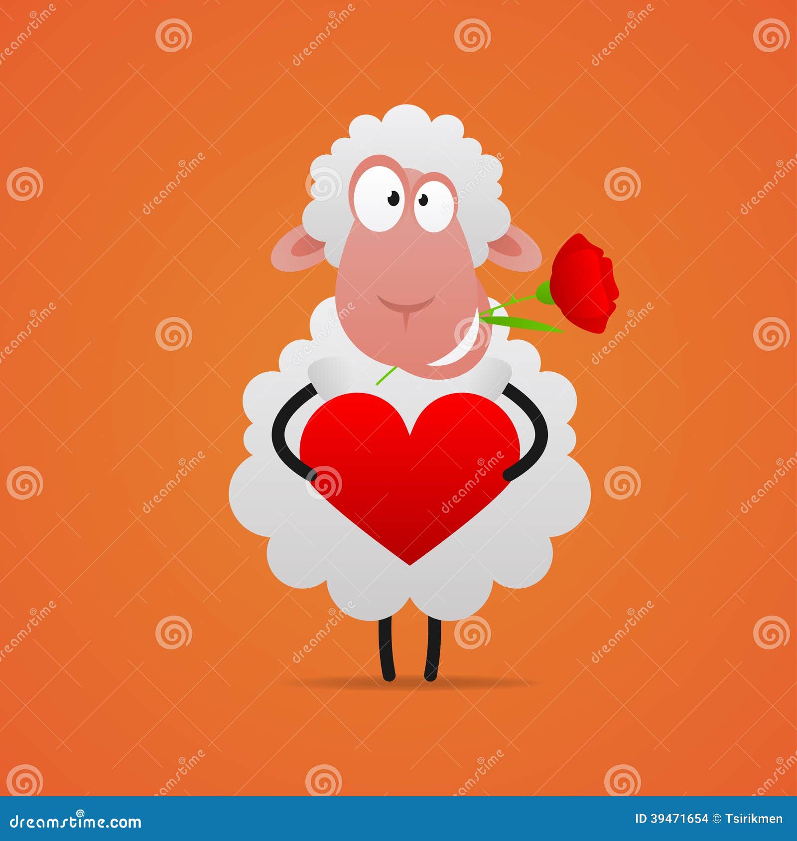 In Love Sheep Smiling and Holds Heart Stock Vector - Illustration of ...