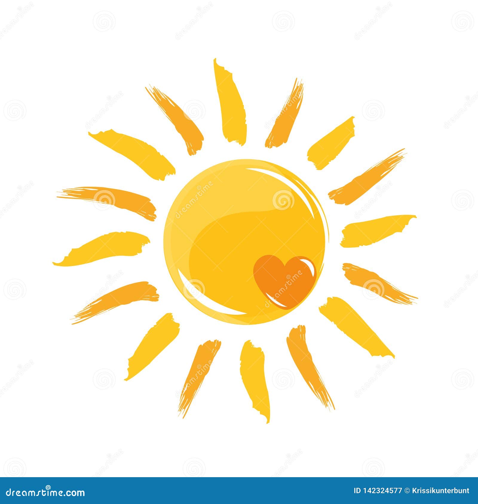 Love Shiny Yellow Sun with Heart Stock Vector - Illustration of morning ...